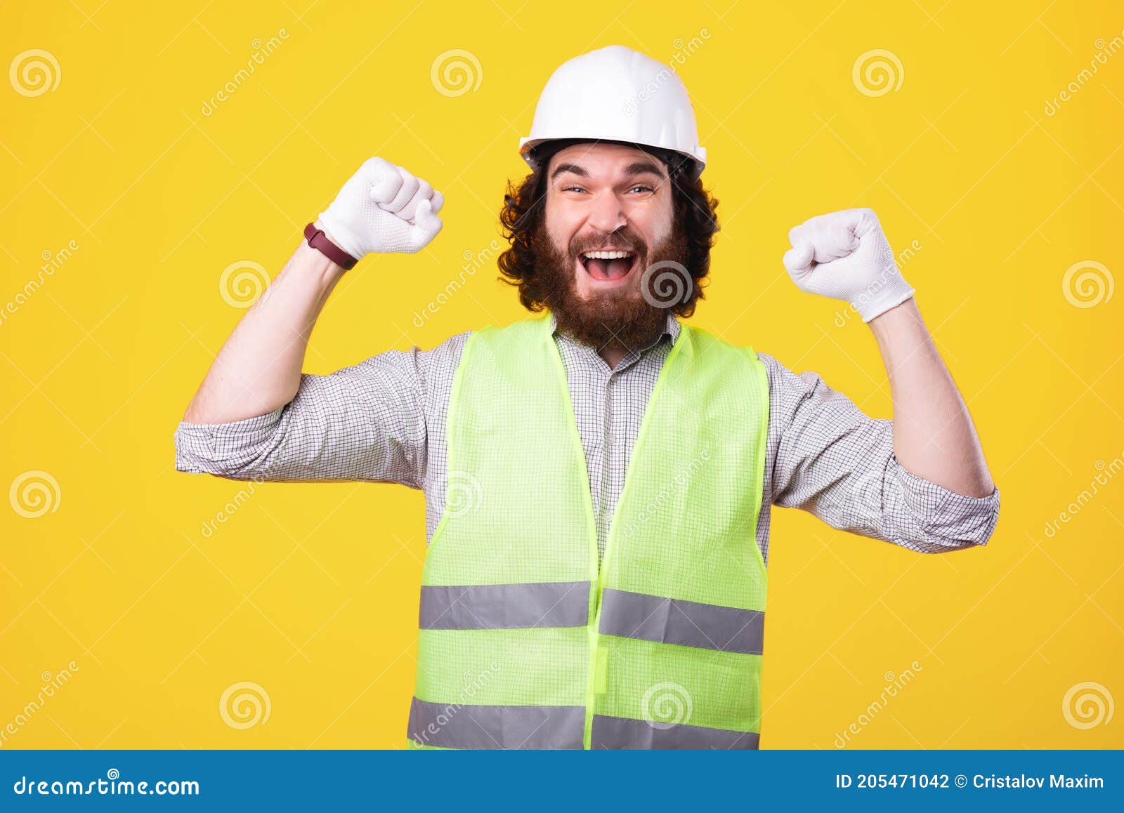 We Made it, the Best Construction Team. Bearded Architect Man ...