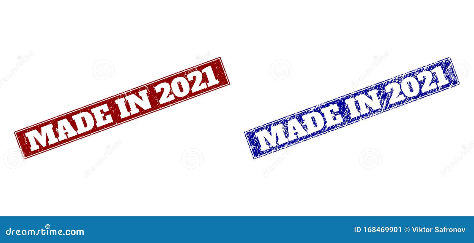 MADE in 2021 Blue and Red Rectangle Seals with Scratched Surfaces 向量例证 ...