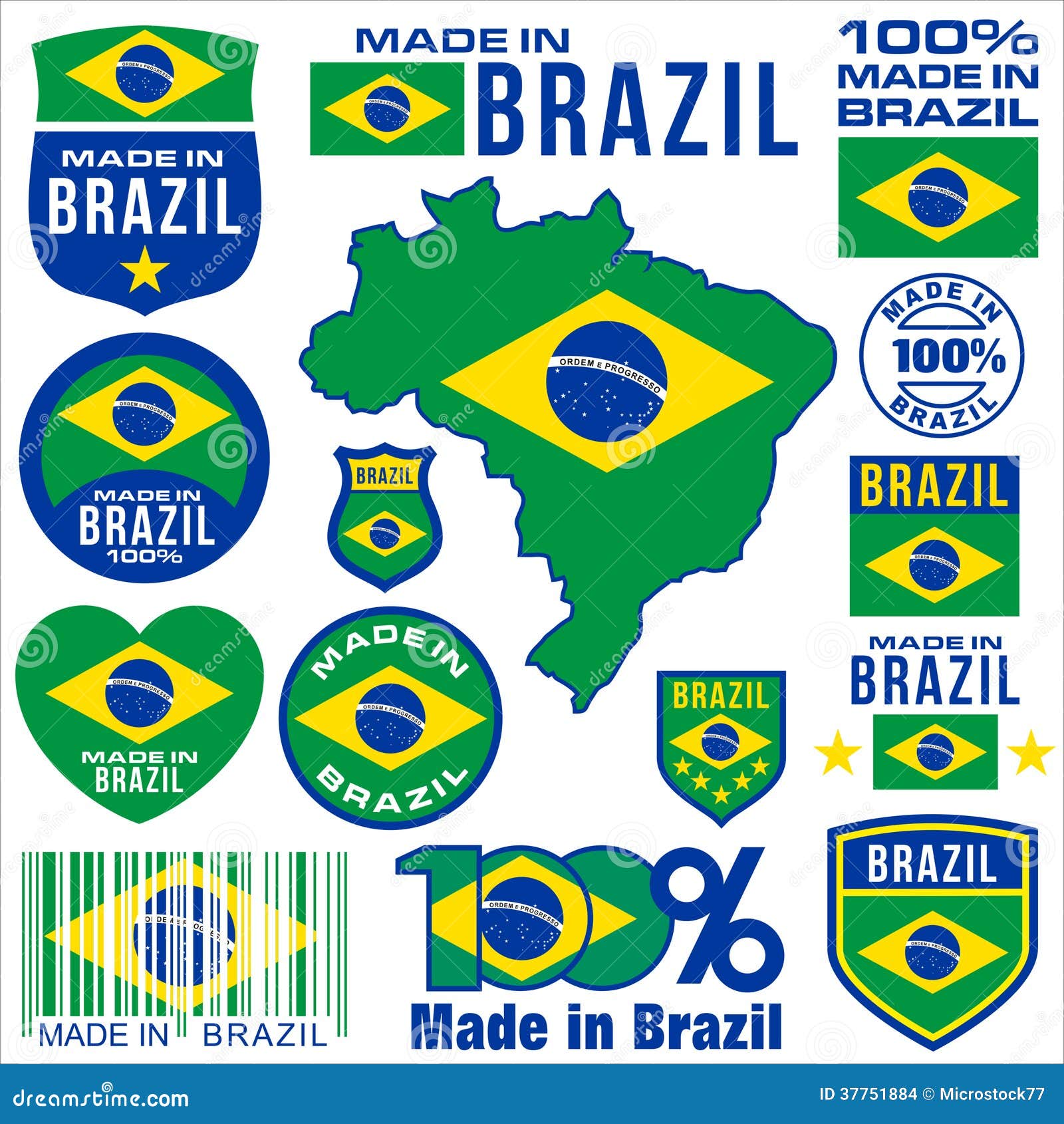 Made in BRAZIL stock vector. Illustration of badge, patch - 37751884