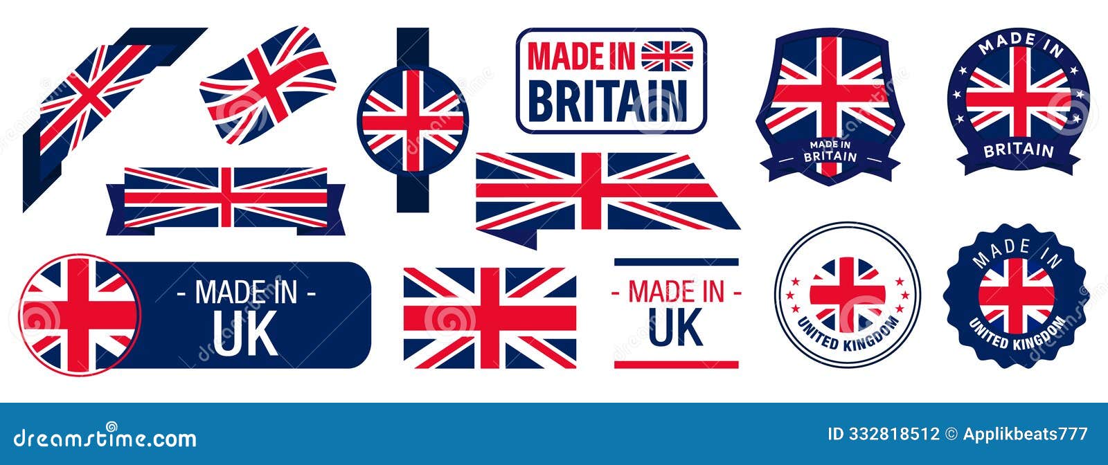Made in Britain Badges with UK Flag. Made in UK Label Collection Stock ...