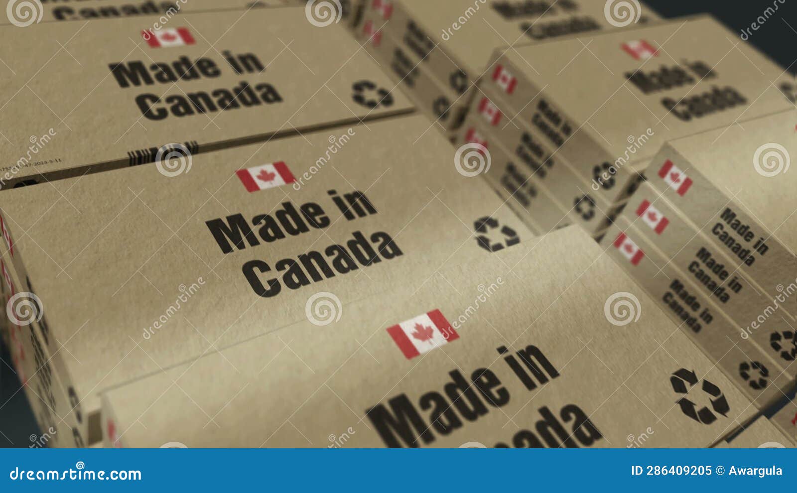Made in Canada Box Pack Production Loopable Seamless Stock Video ...