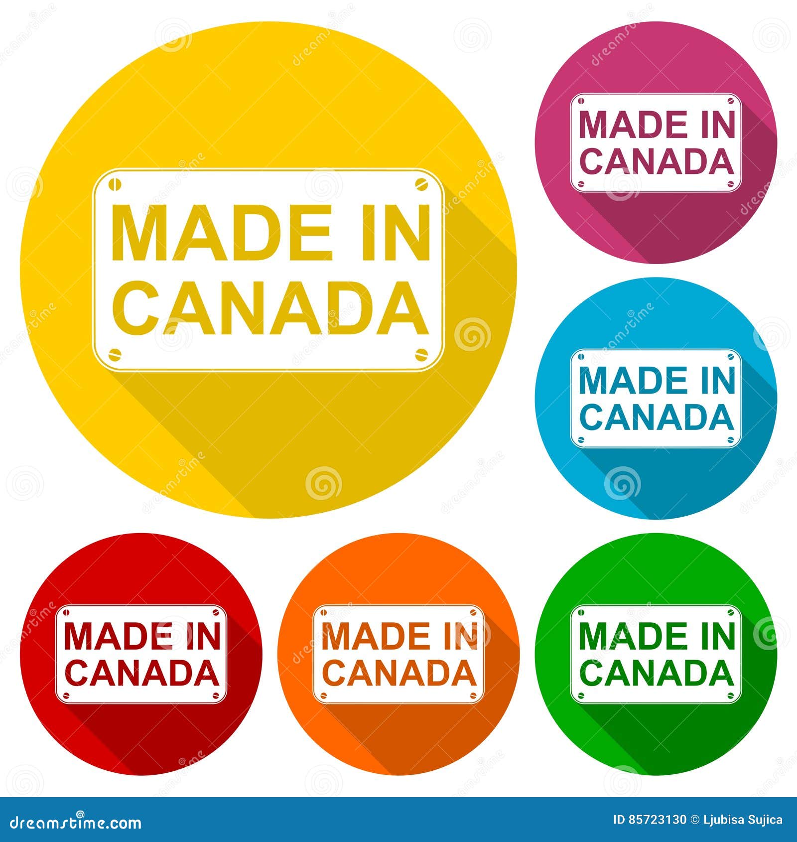 Made in Canada Icons Set with Long Shadow Stock Vector - Illustration ...
