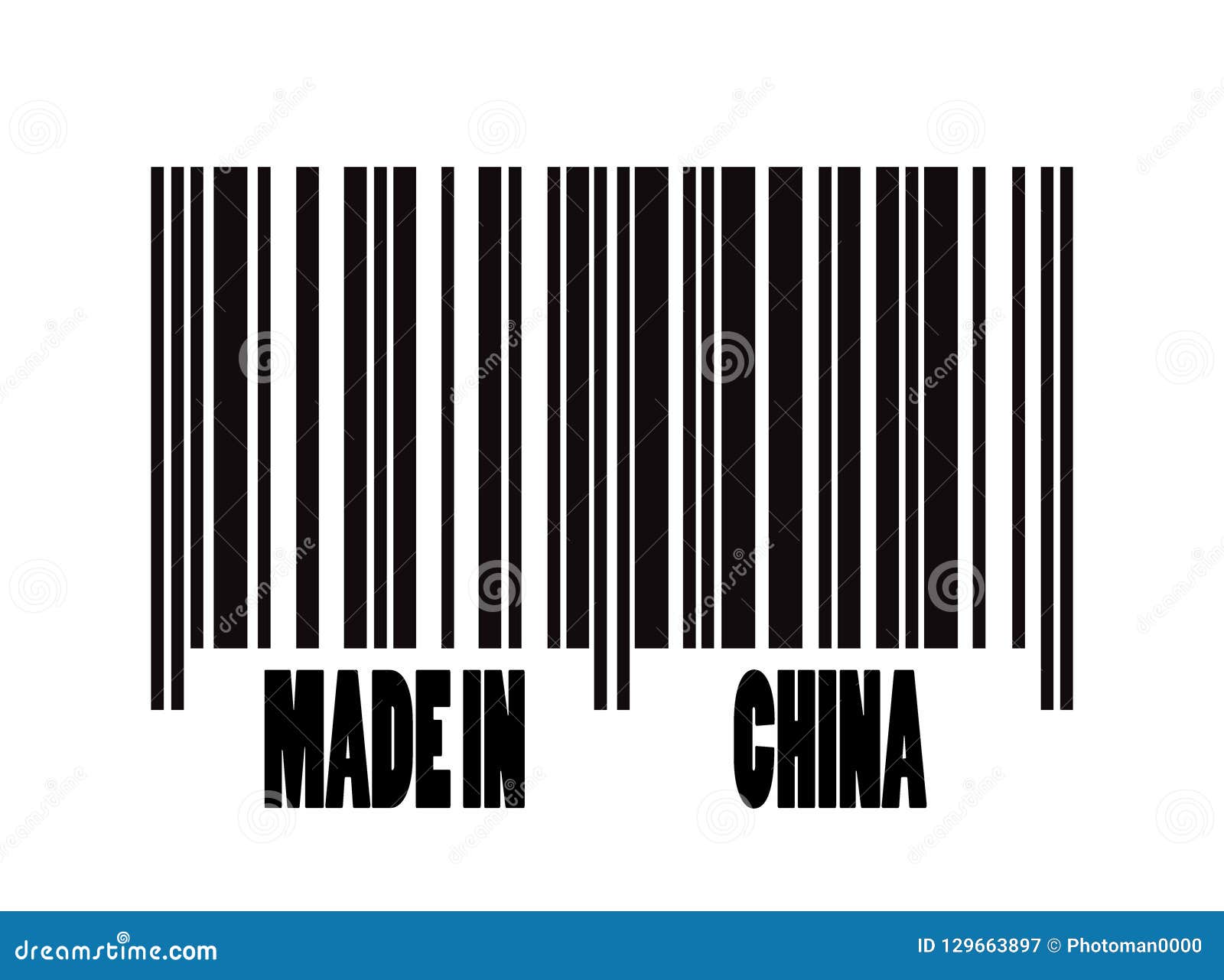 Made in china barcode stock vector. Illustration of black - 129663897