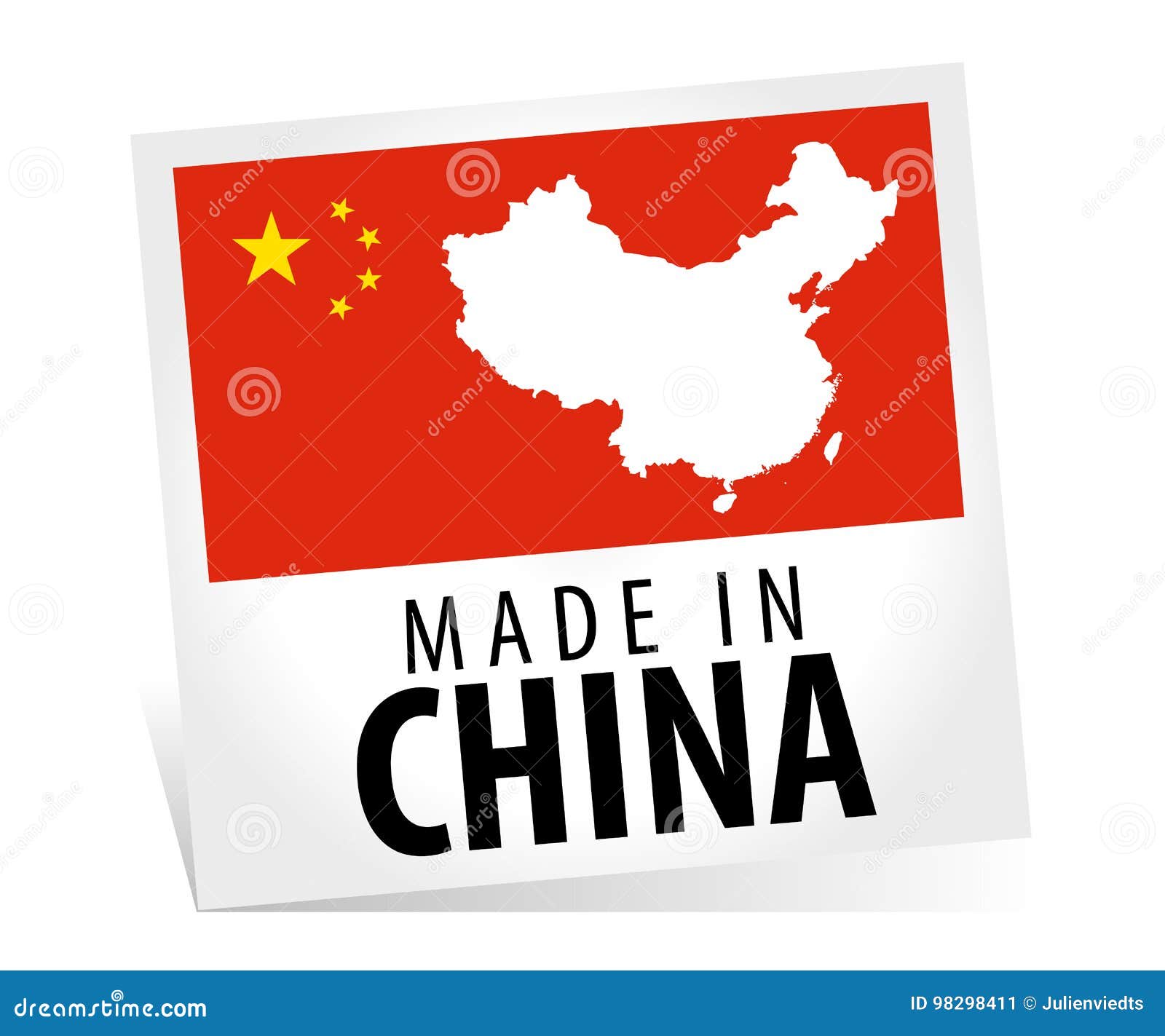 Made in China with flag stock vector. Illustration of label - 98298411