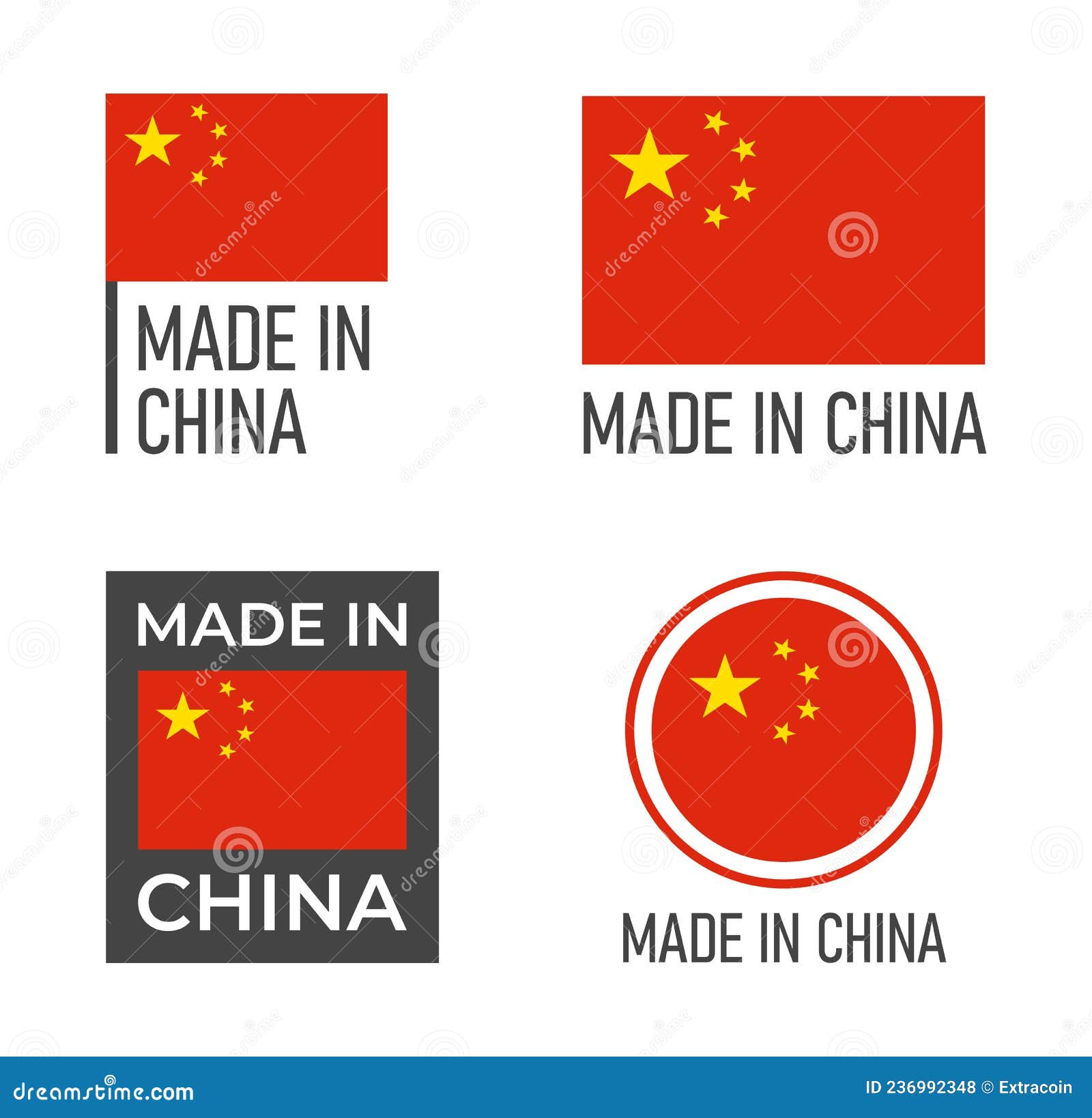 Made in China Icon Set, Chinese Product Labels Stock Vector ...