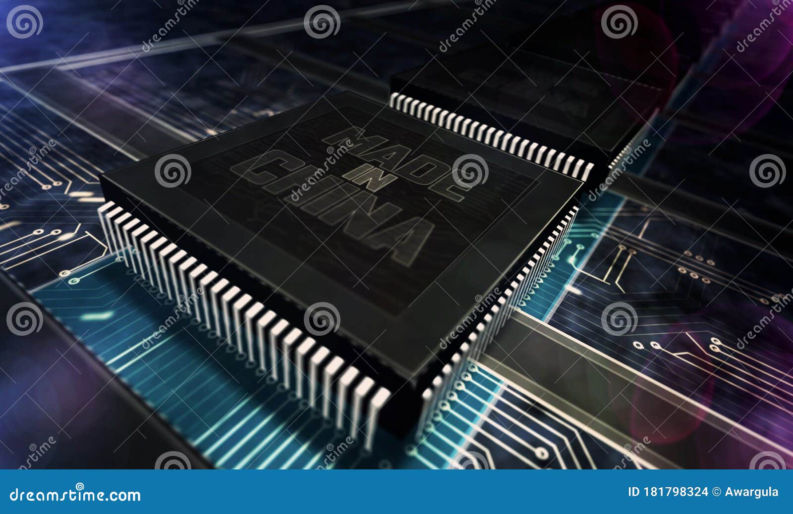 Processor Factory with Laser Burning of Made in China Illustration ...