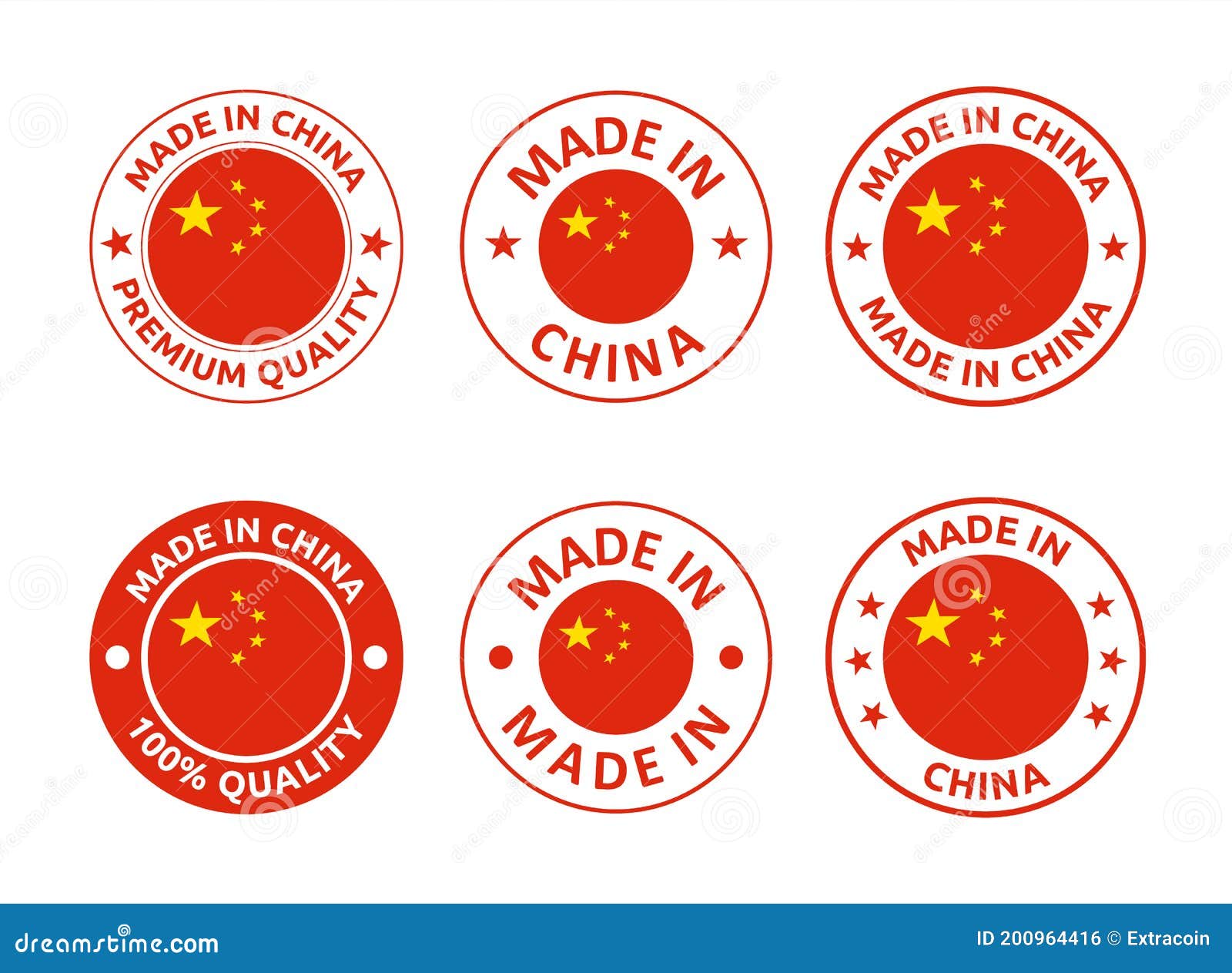 Made in China Labels Set, Chinese Product Emblem Stock Vector ...
