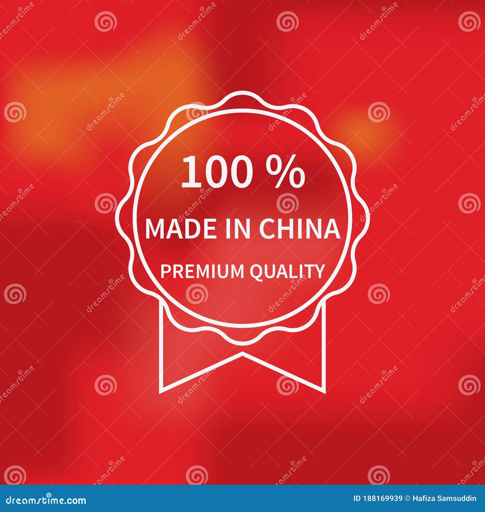 Made in China Ribbon Badge. Vector Illustration Decorative Design Stock ...