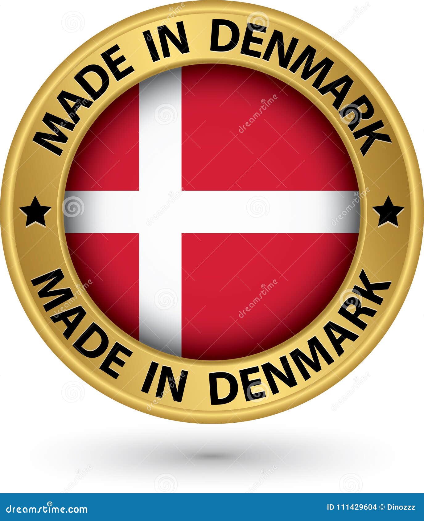 Made in Denmark Gold Label with Flag, Vector Illustration Stock Vector ...