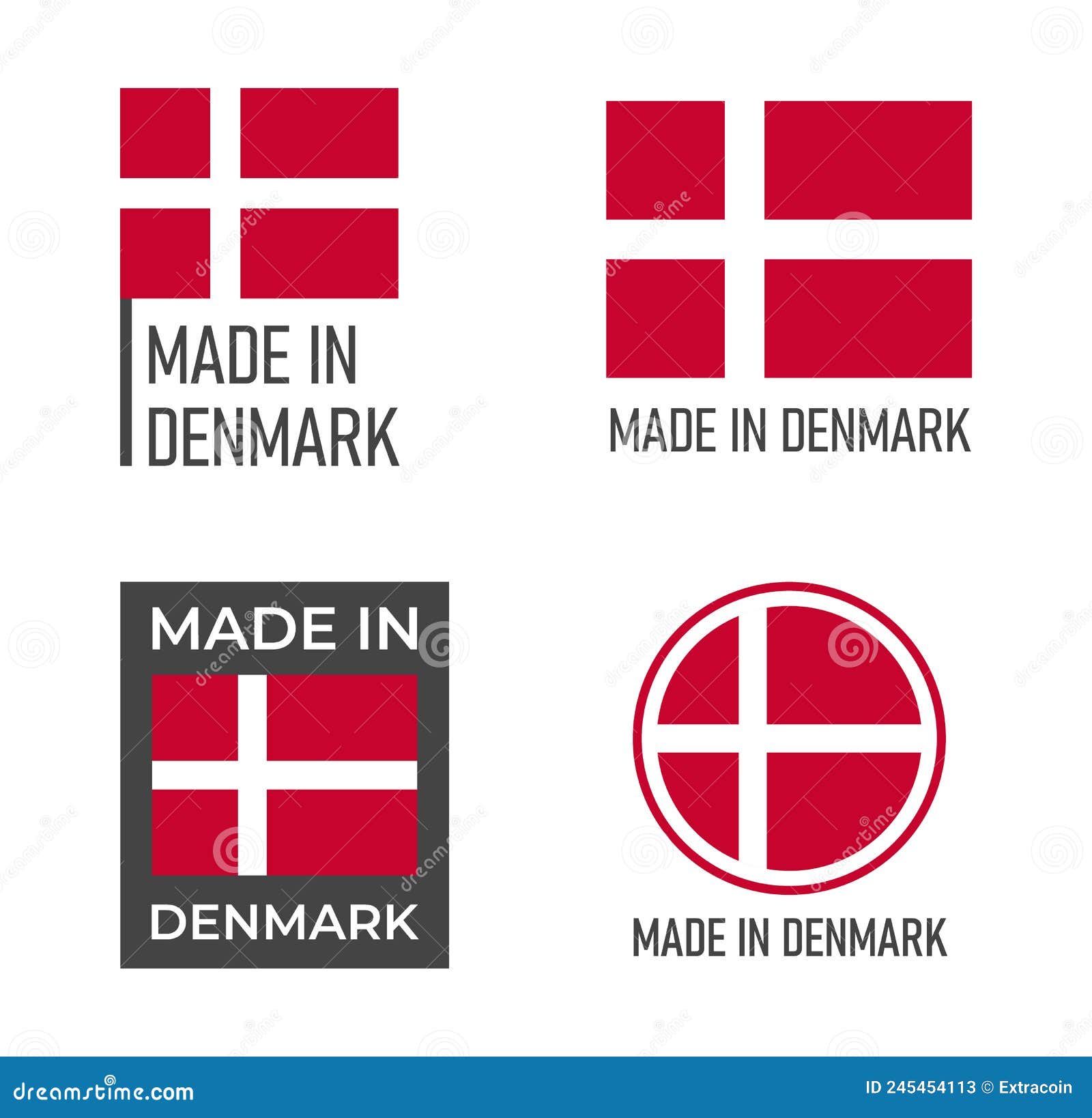 Made in Denmark Icon Set, Made in Kingdom of Denmark Product Labels ...