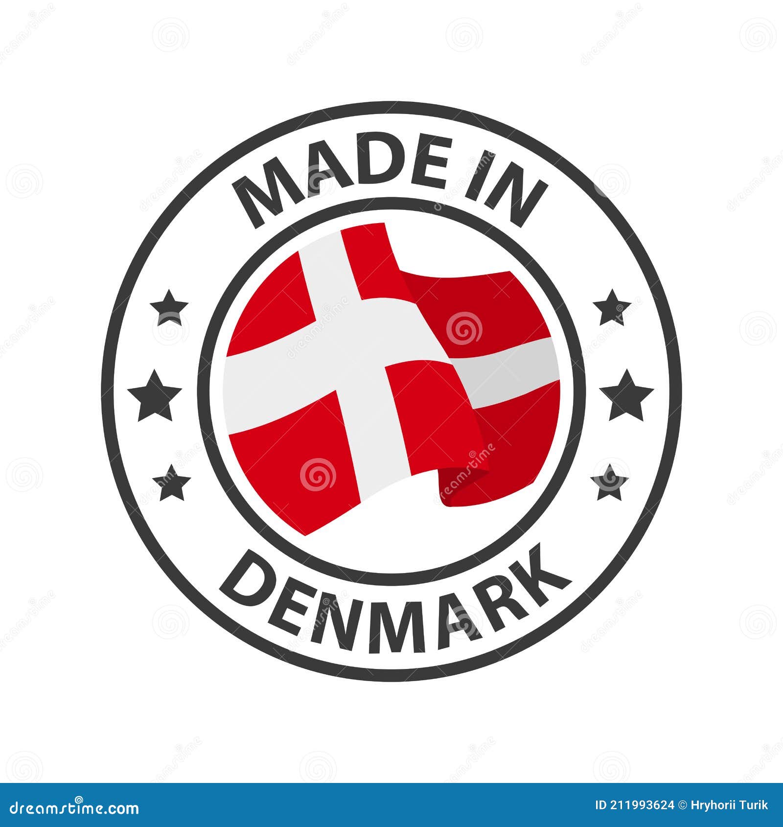 Made in Denmark Icon. Stamp Sticker. Vector Illustration Stock Vector ...