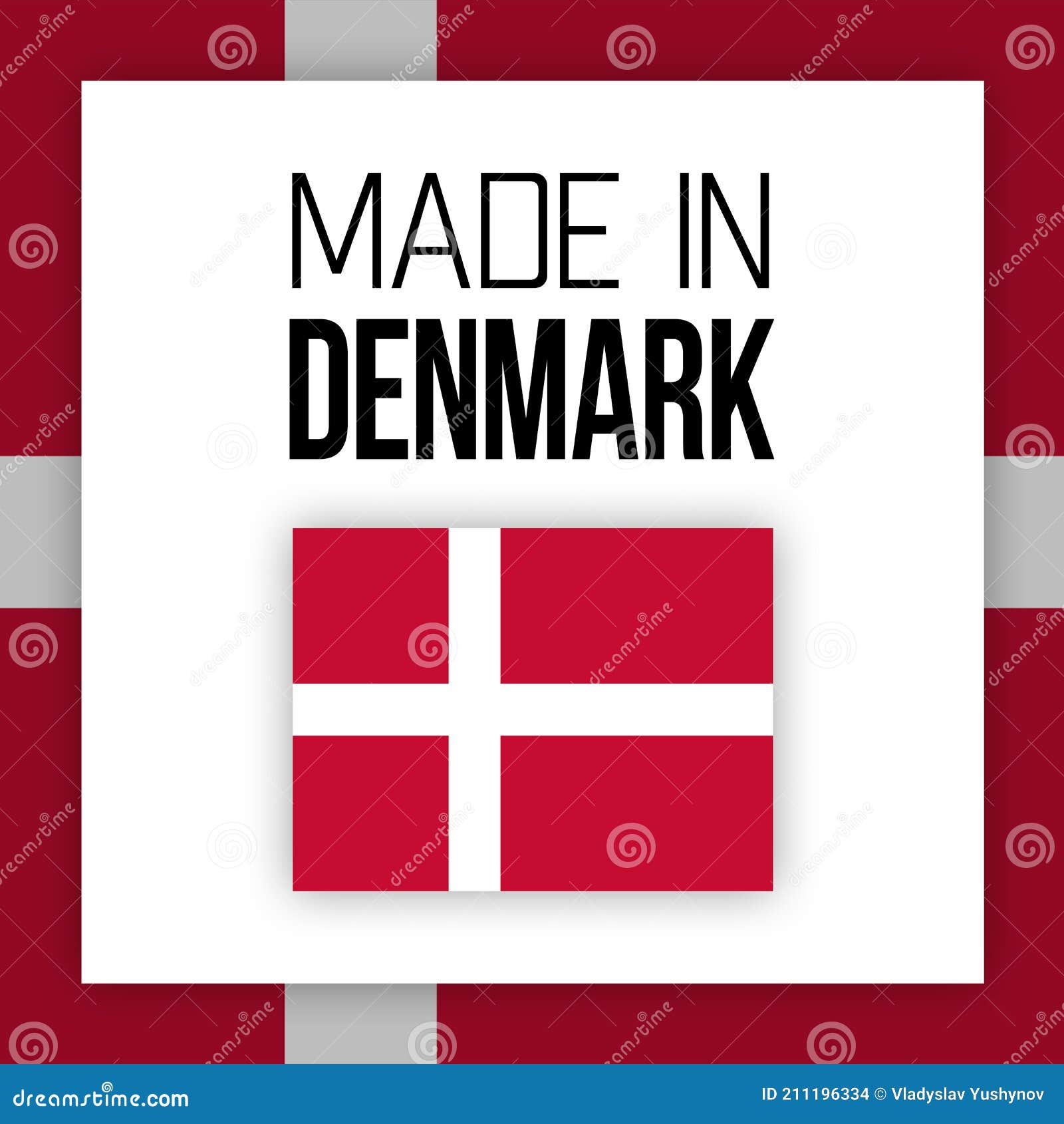 Made in Denmark Label Illustration with National Flag Stock ...