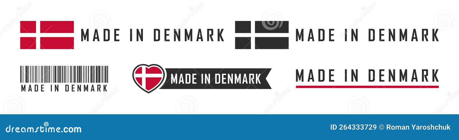 Made in Denmark Logo or Labels. Denmark Product Emblems Stock Vector ...