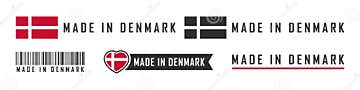 Made in Denmark Logo or Labels. Denmark Product Emblems Stock Vector ...