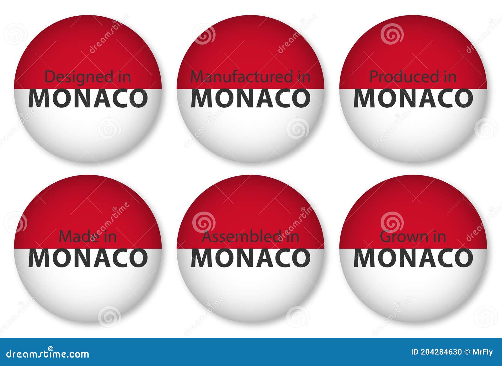 Made, Designed in Monaco, Flag Stickers, Vector Illustration Stock ...