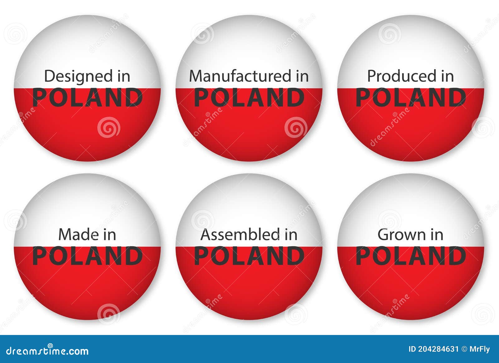 Made, Designed in Poland, Flag Stickers, Vector Illustration Stock ...