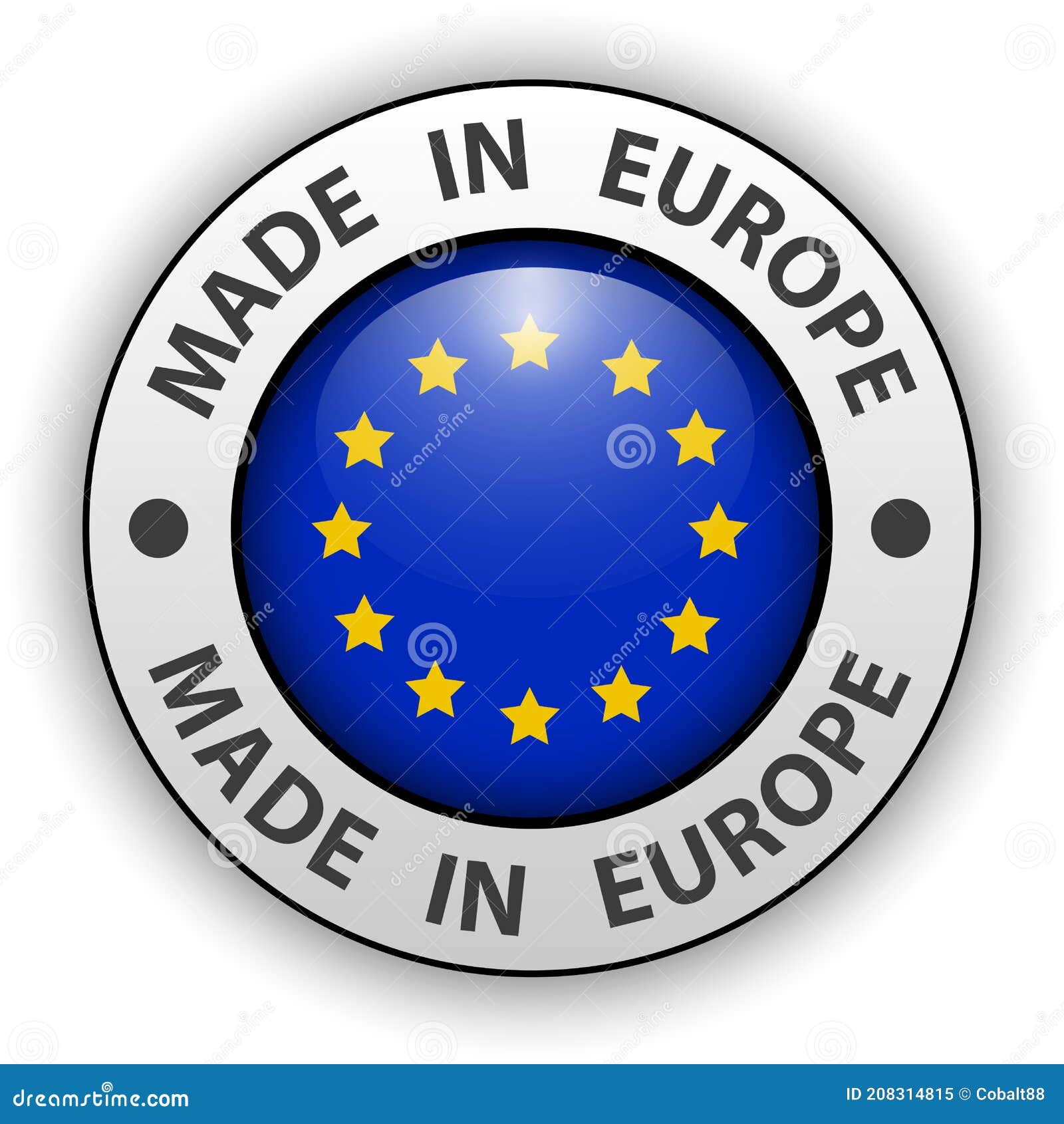 Made in Europe 3D icon stock vector. Illustration of product - 208314815