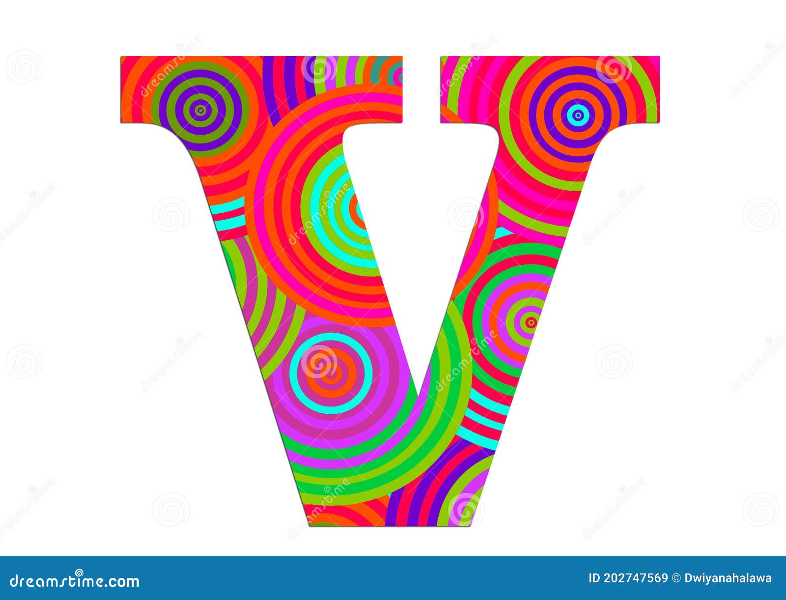 Alphabet V Made of Fun Colorful Circle Pattern for Decoration Stock ...