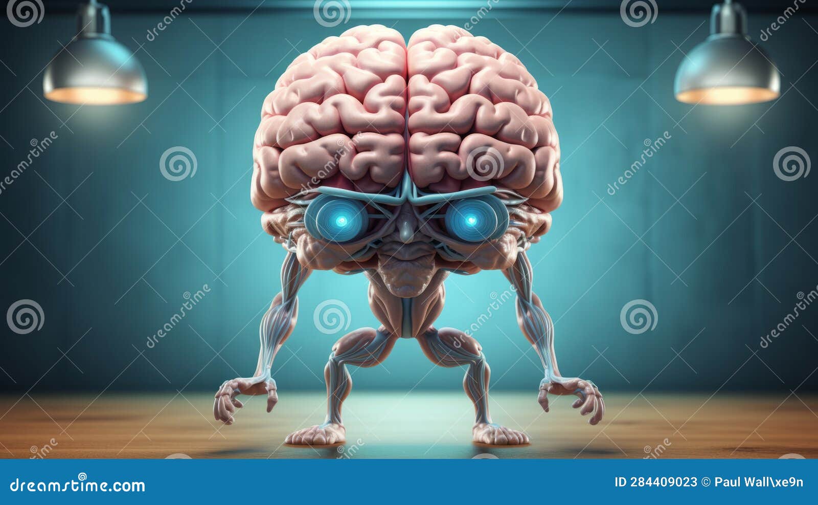Brain Character Facing the Camera. Stock Illustration - Illustration of ...