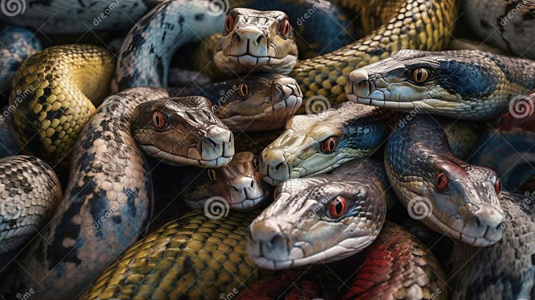 Image Full of Snakes in Different Colors. Stock Illustration ...