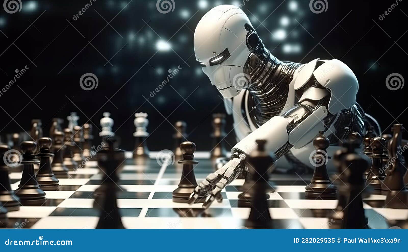 Humanoid Robot Playing Chess. Made with Generative AI Stock ...