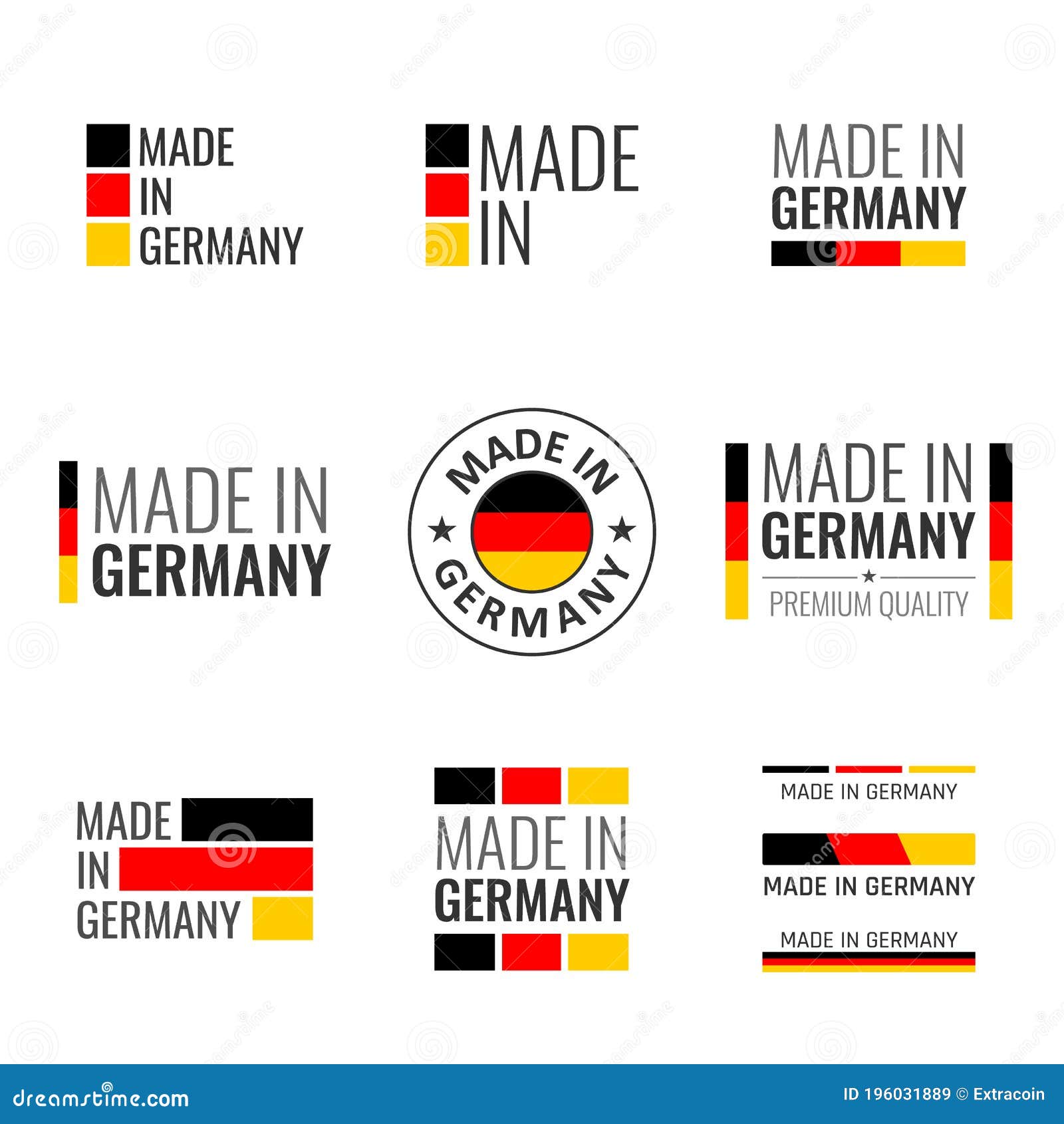 Made in Germany Labels Set, German Product Emblem Stock Vector ...