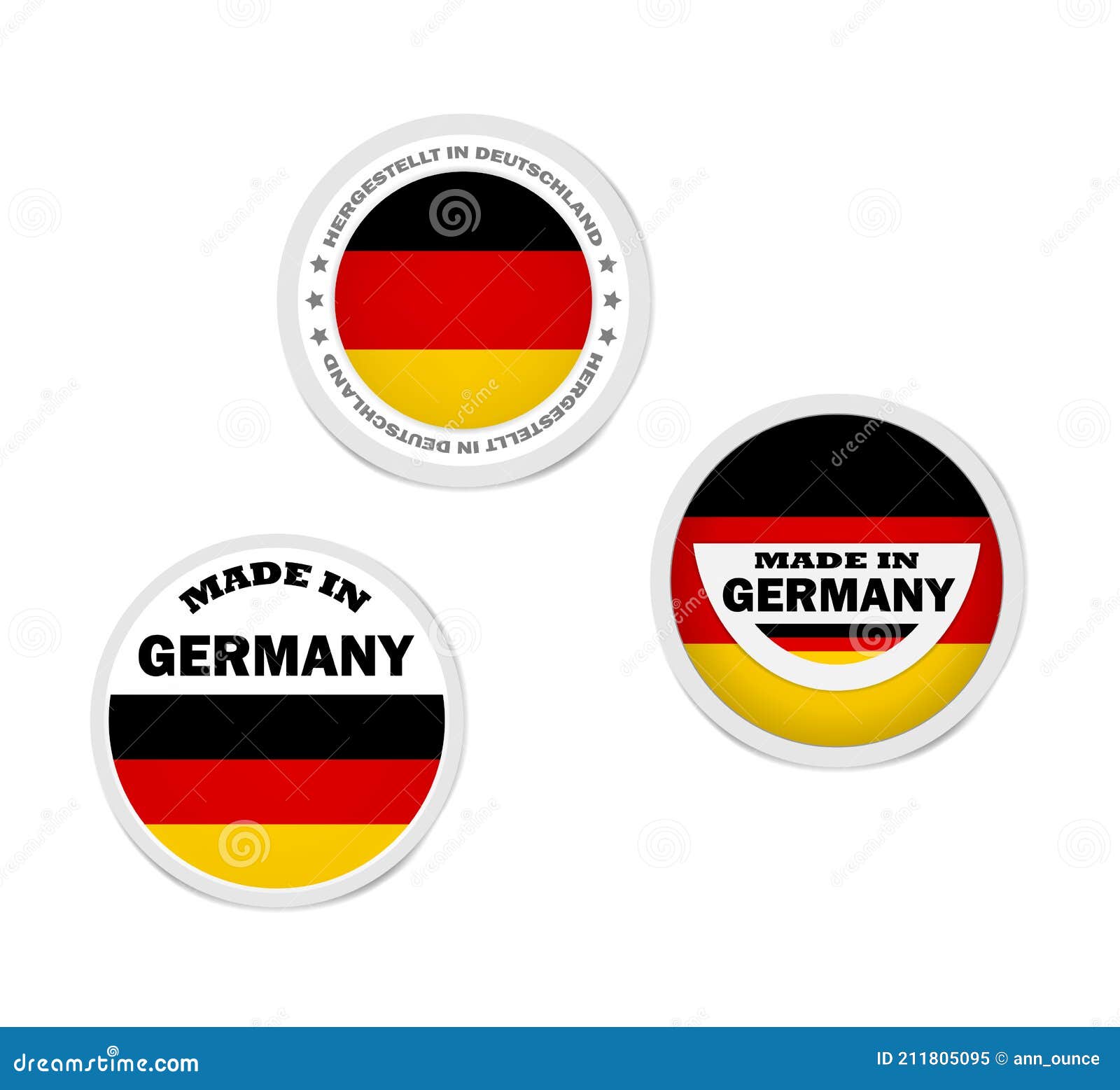 Made in Germany Round Label Sticker, Vector Set. Merchandise Tag with ...