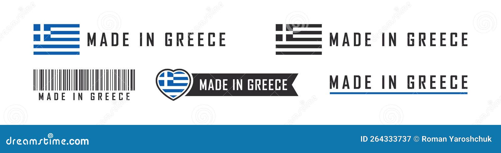 Made in Greece Logo or Labels. Greece Product Emblems Stock Vector ...