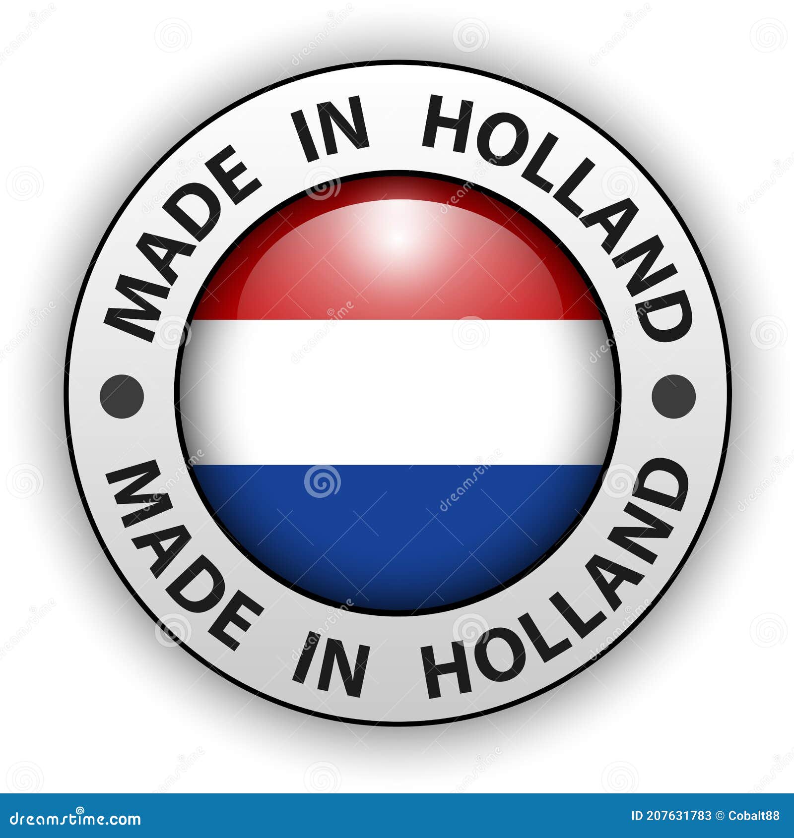 Made In Holland Flag Red Color Label Button Banner Cartoon Vector ...