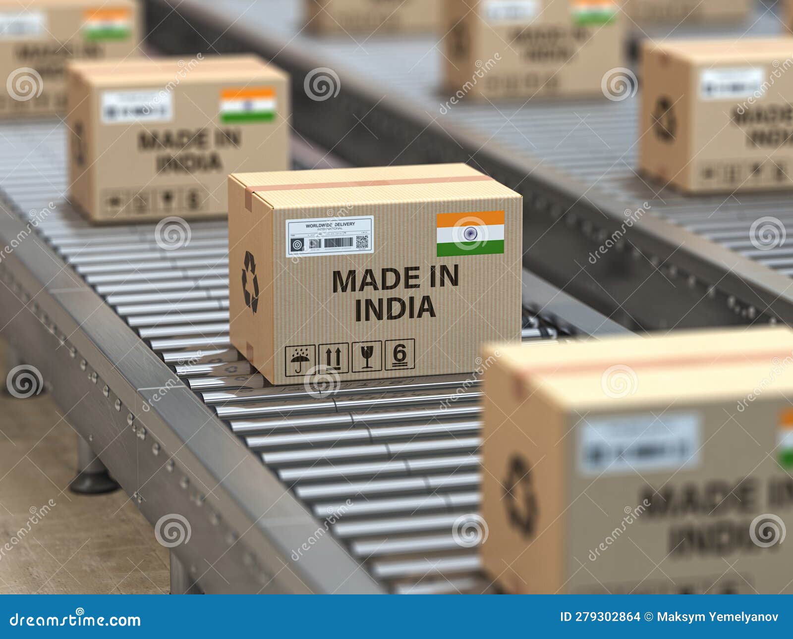 3d India Map With Cardboard Boxes And Hand Truck. Royalty-Free Stock ...