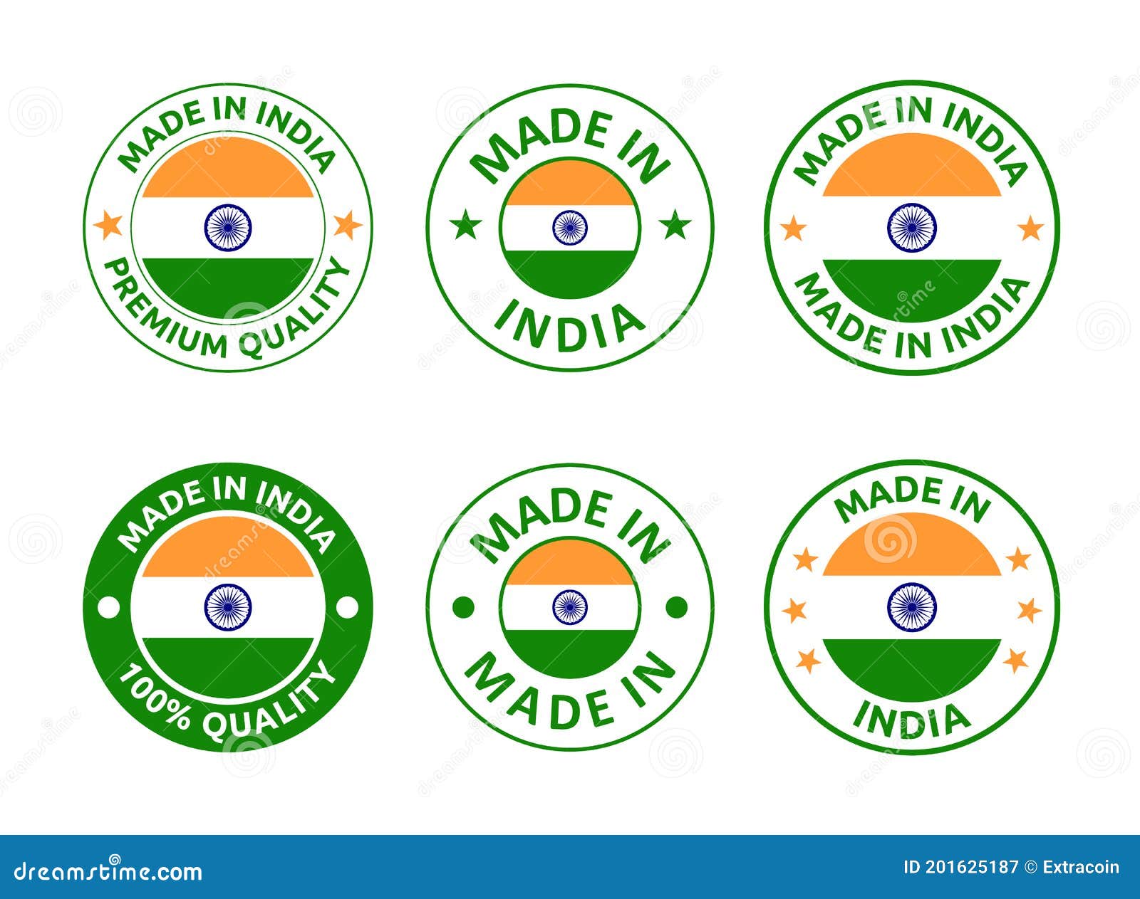 Made in India Labels Set, Republic of India Product Emblem Stock Vector ...