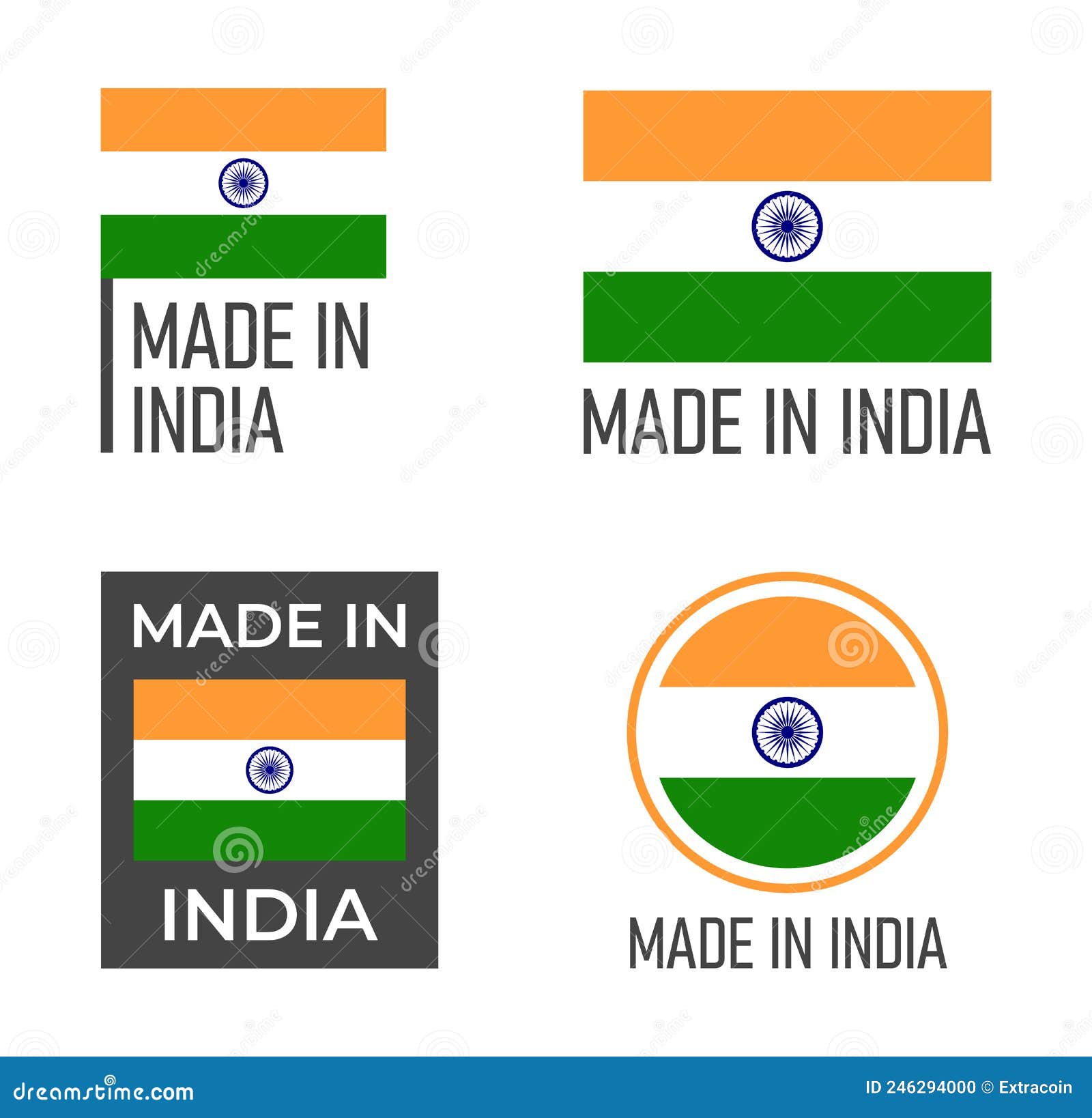 Made in India Labels Set, Republic of India Product Emblem Stock Vector ...
