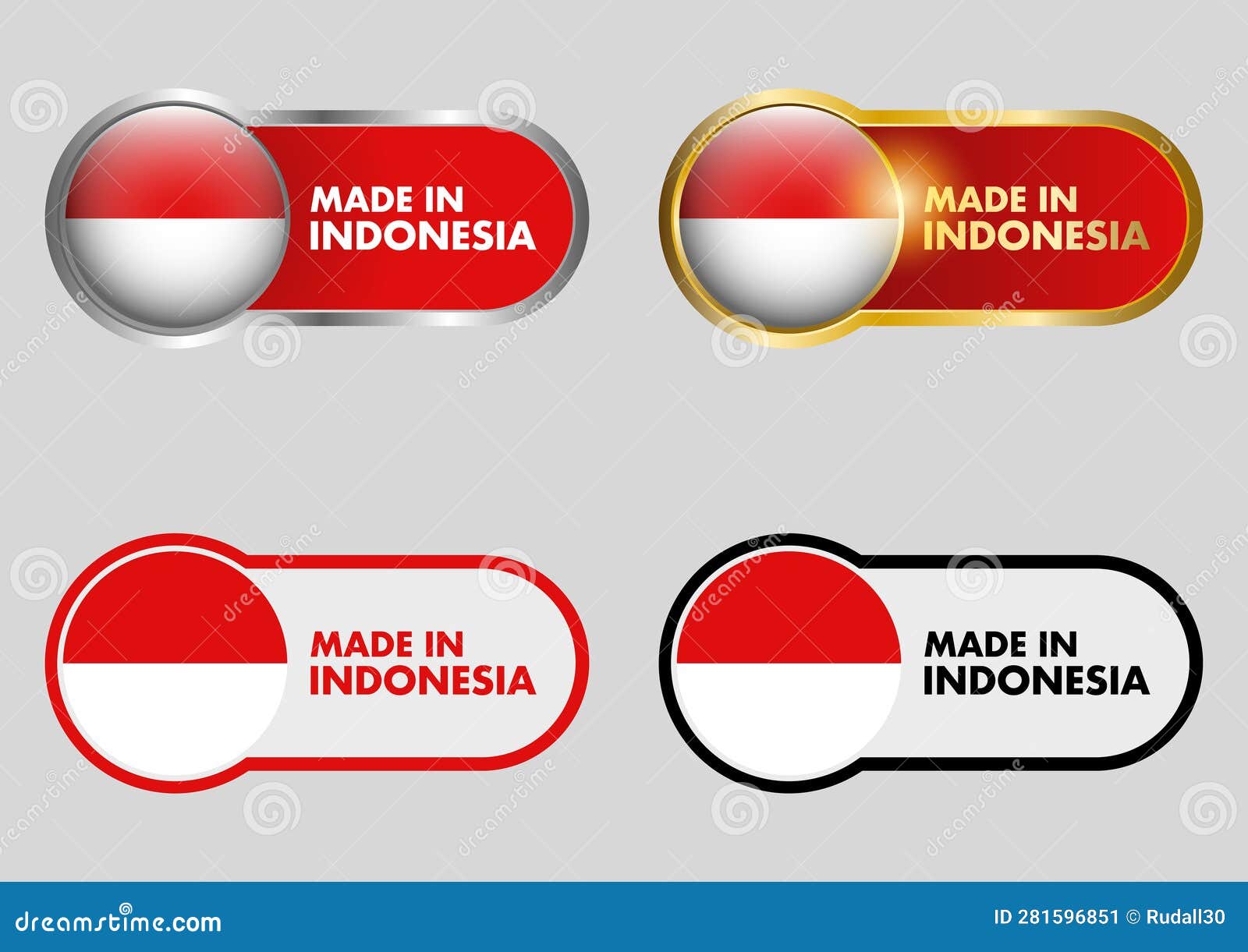 Made in Indonesia icon set stock vector. Illustration of ornament ...