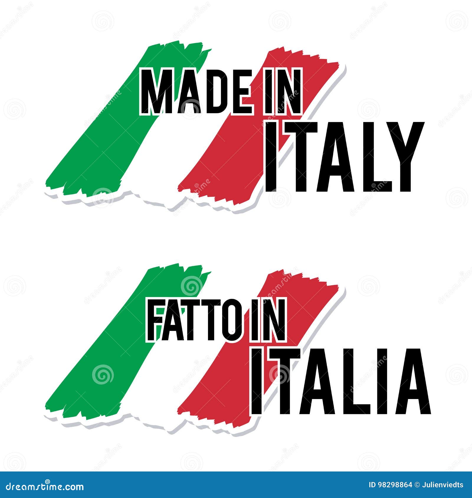 Made in Italy with Italian Flag Quality Label on the White Background ...