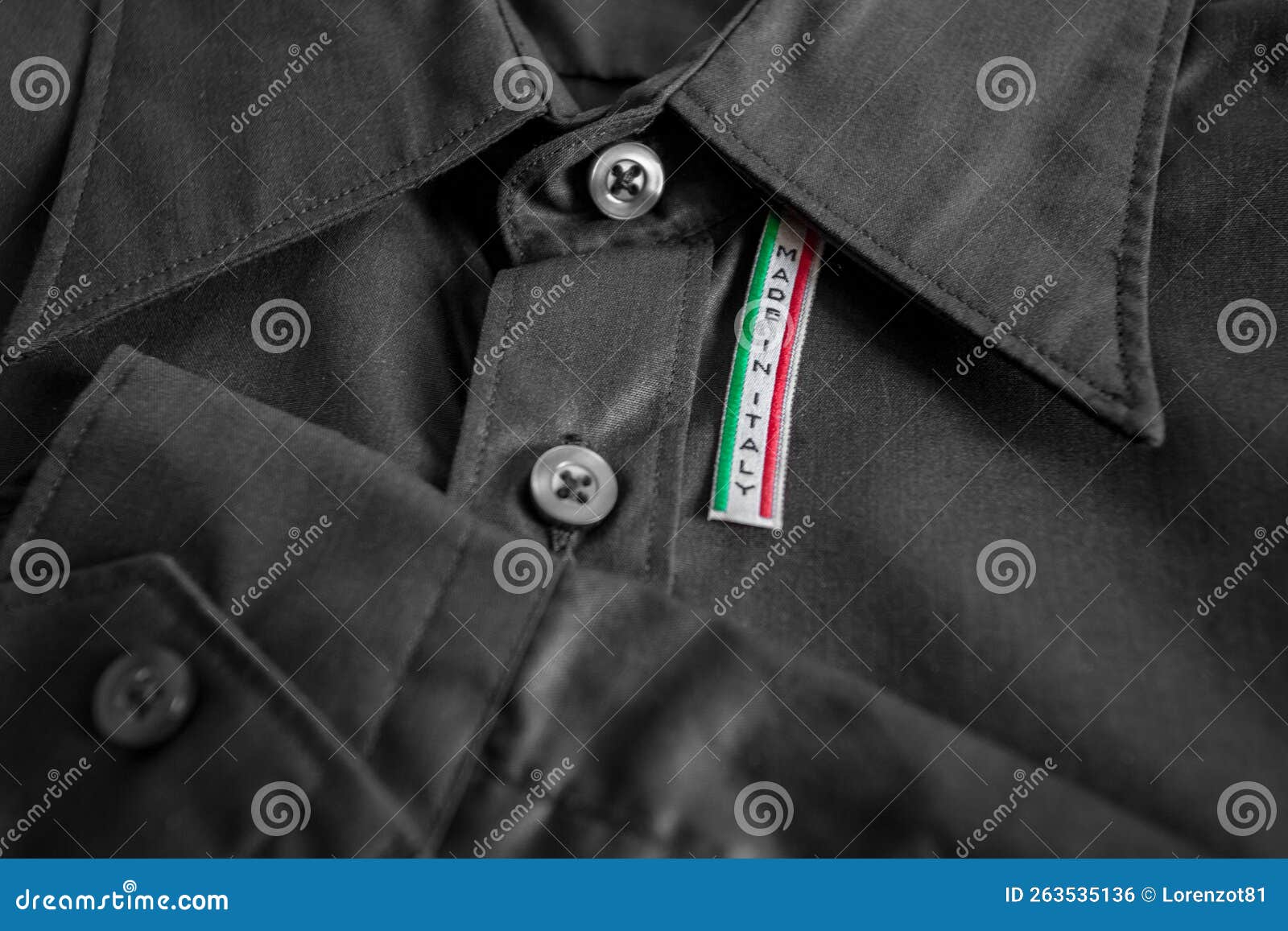 Made in Italy Label on Cotton Shirt Stock Photo - Image of fashion ...