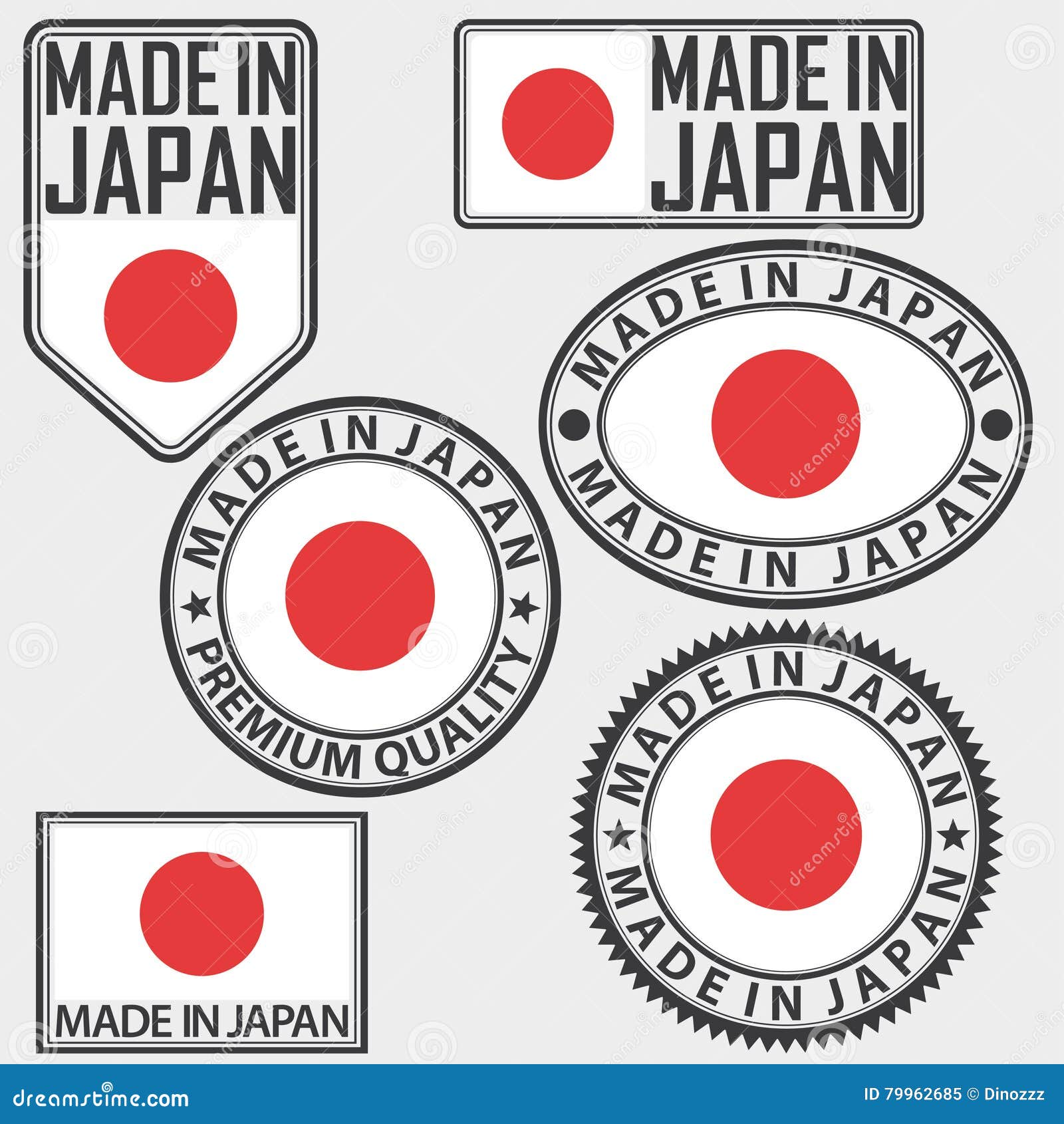 Made in Japan Label Set with Flag, Vector Stock Vector - Illustration ...