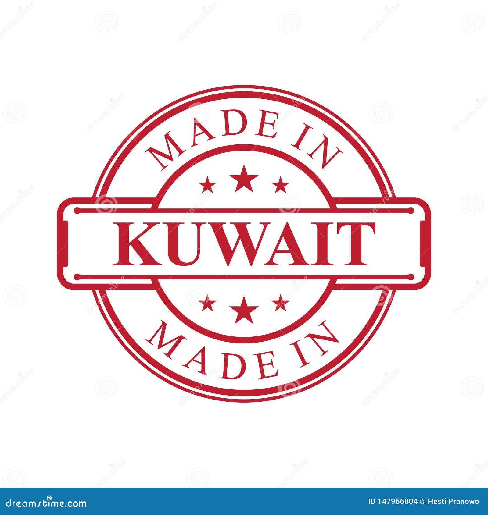 Made in Kuwait Label Icon with Red Color Emblem on the White Background ...