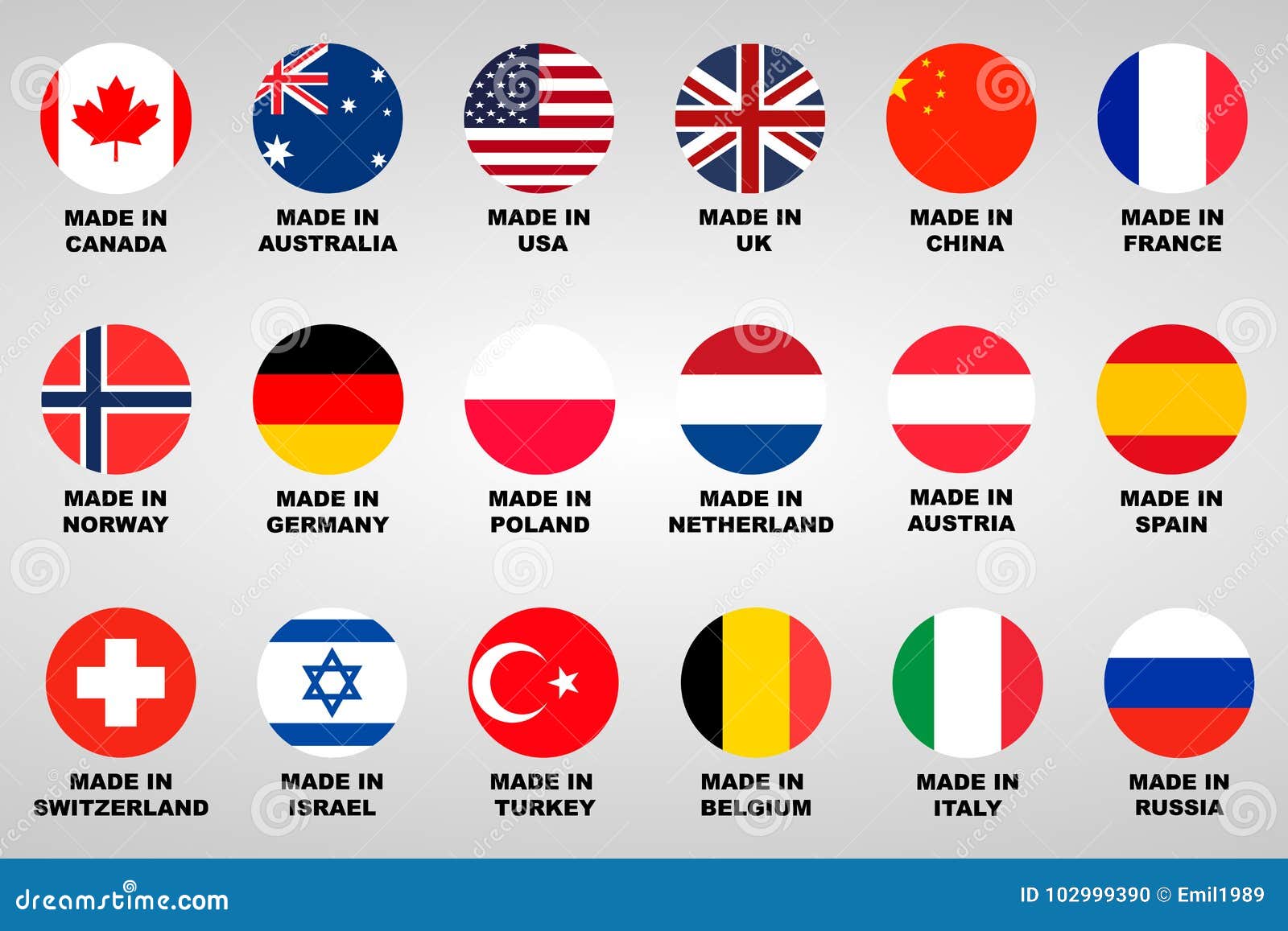 Made in. Lable 18 Countries Set Stock Illustration - Illustration of ...