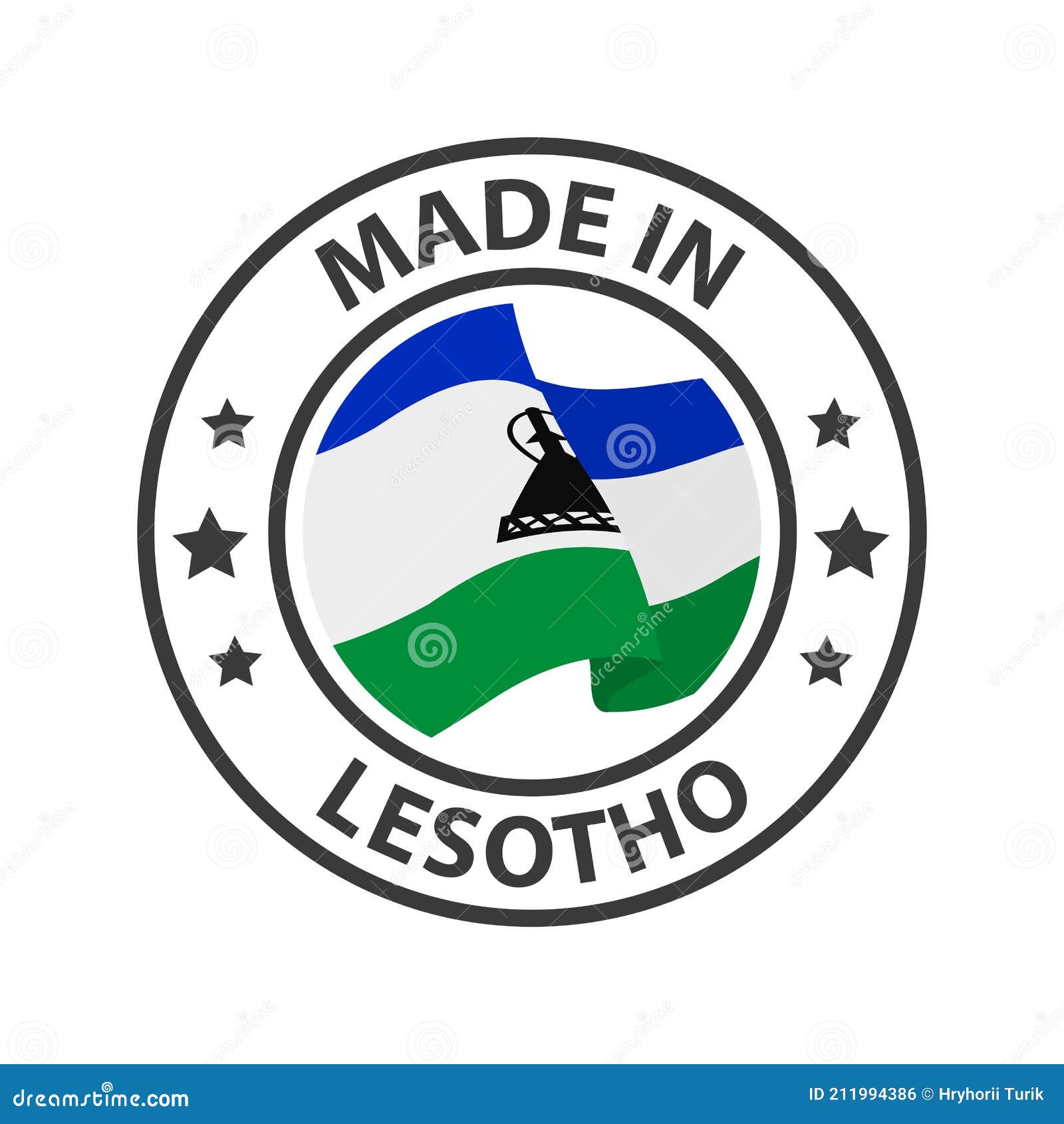 Made in Lesotho Icon. Stamp Sticker. Vector Illustration Stock Vector ...