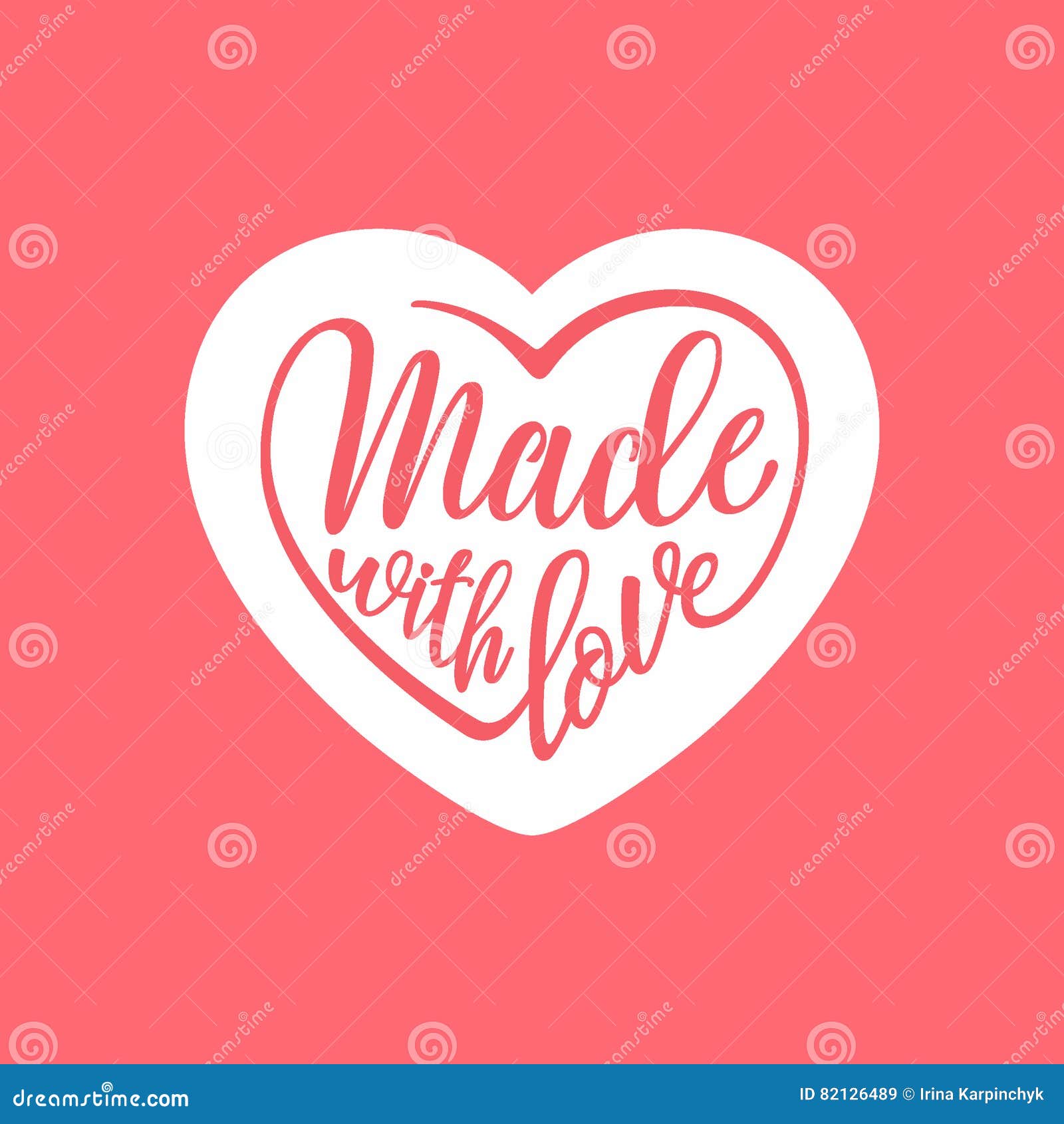 Made with Love. Handwritten Stylized Heart Stock Vector - Illustration ...
