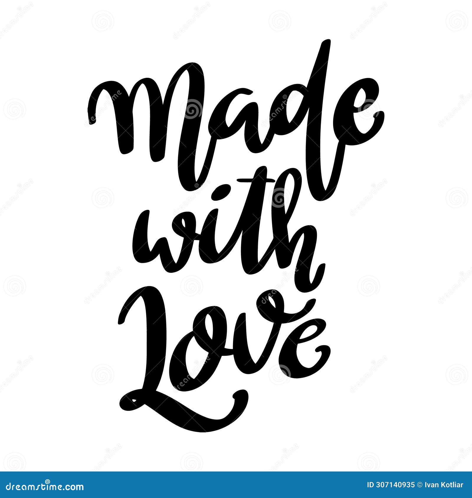 Made with Love. Lettering Phrase Isolated on White Stock Vector ...