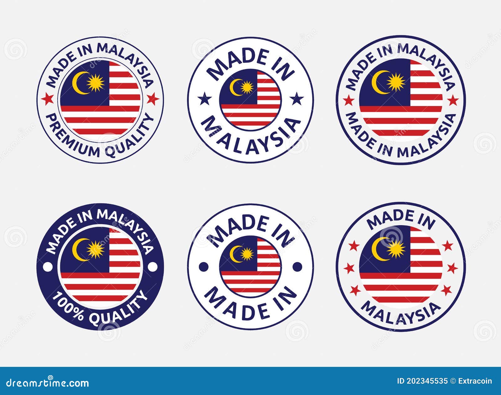 Made in Malaysia Labels Set, Product Emblem of Malaysia Stock Vector ...