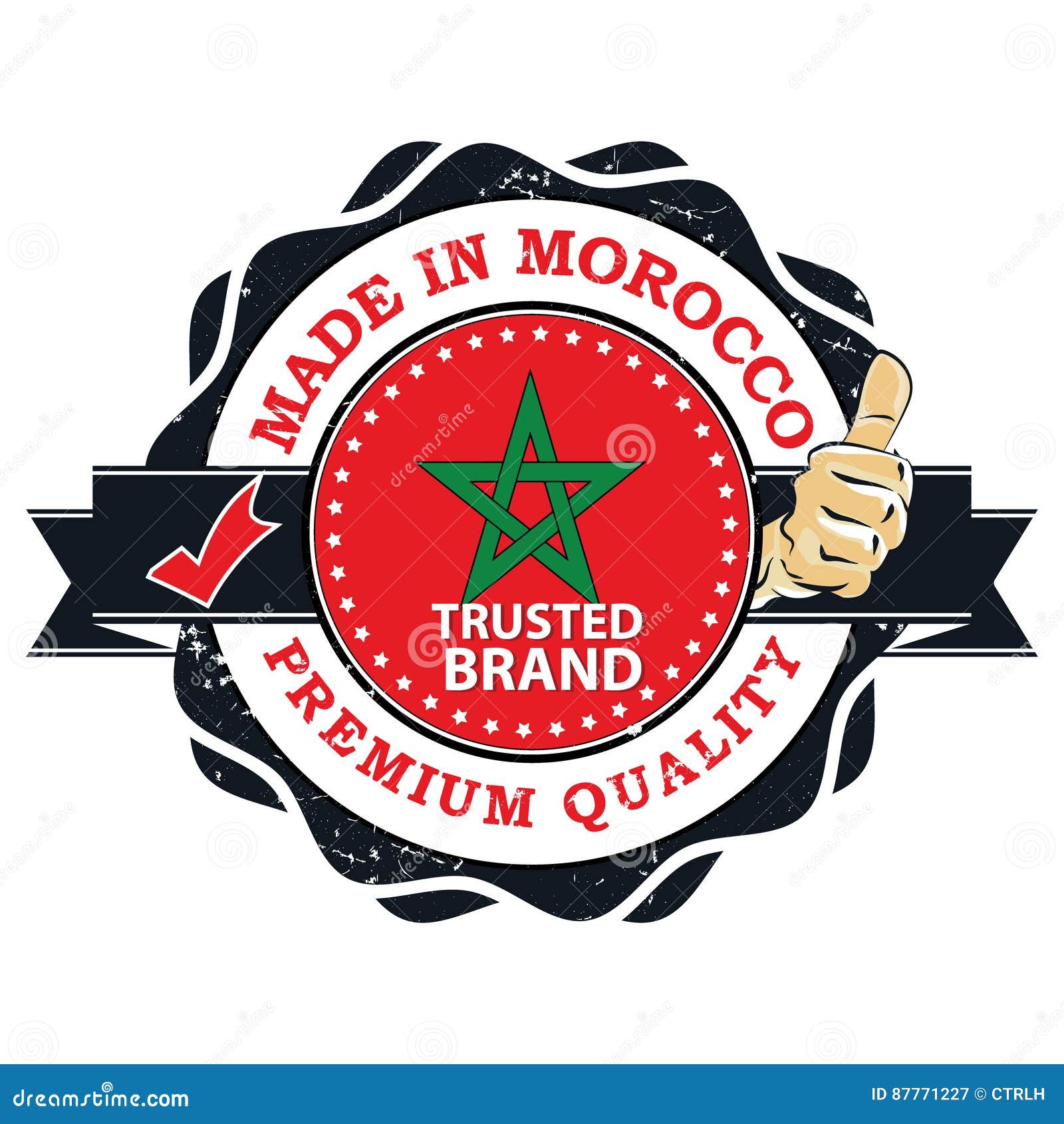Made In Morocco Premium Quality Trusted Brand Stock Vector