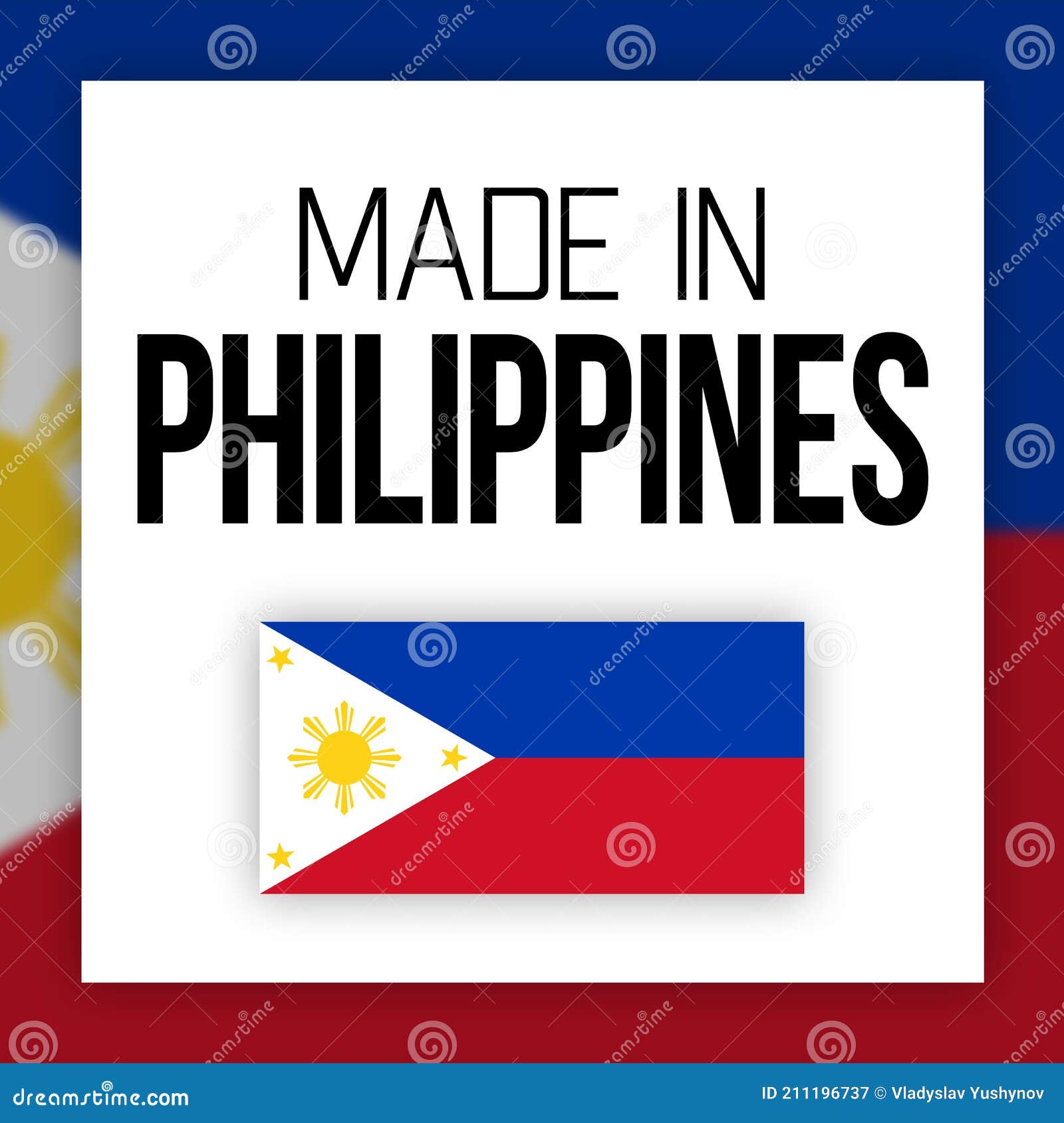 Made in Philippines Label Illustration with National Flag Stock ...