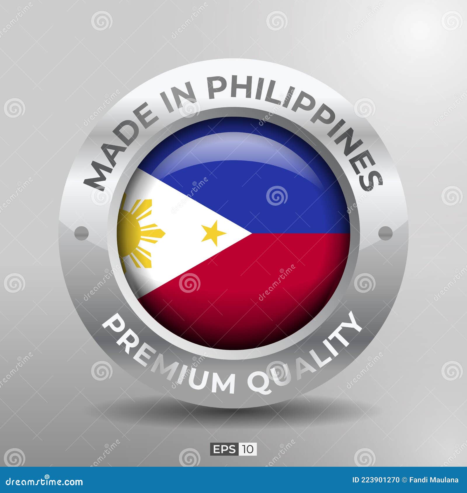 Made in Philippines Label, Logo, Stamp Round Flag of Nation with 3D ...