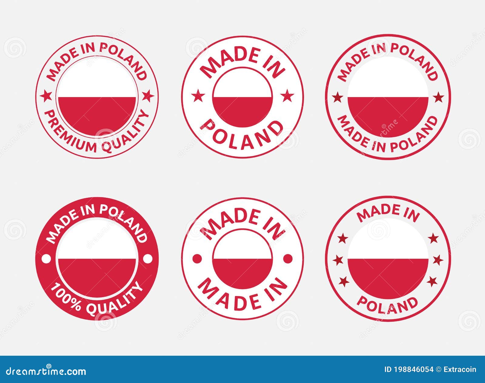 Made in Poland Labels Set, Made in Poland Product Emblem Stock Vector ...