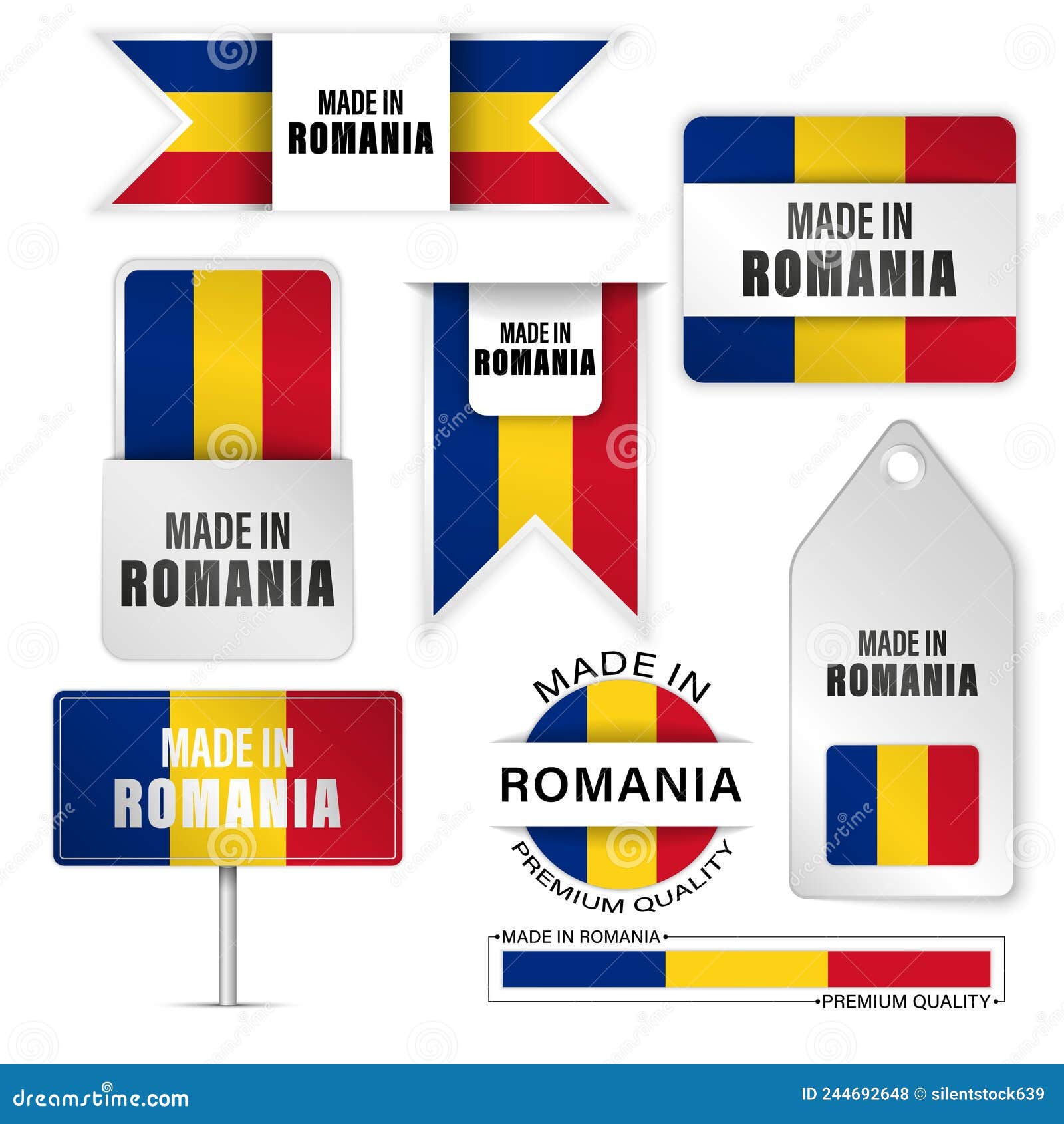 Made in Romania Graphics and Labels Set Stock Vector - Illustration of ...