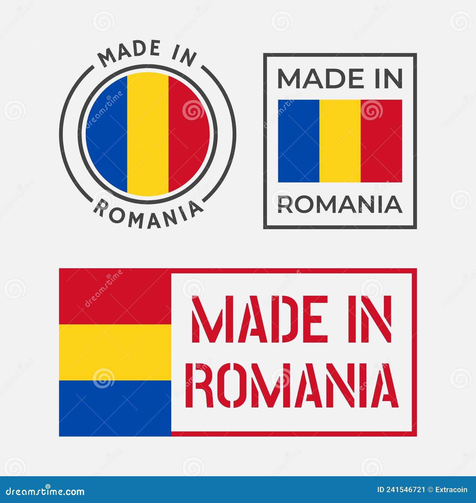 Made in Romania Icon Set, Product Labels of Romania Stock Vector ...