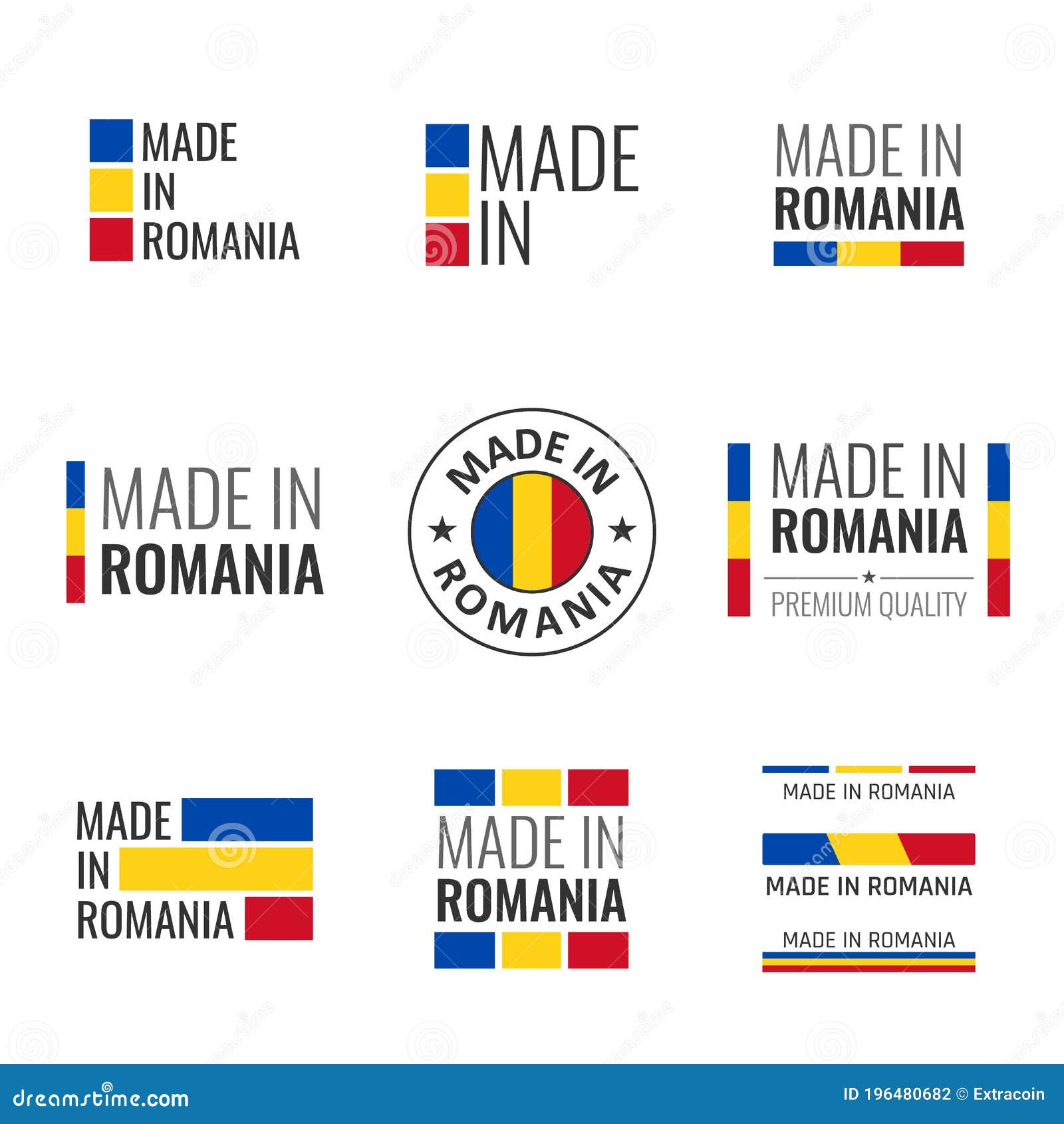 Made in Romania Labels Set, Product Emblem of Romania Stock Vector ...