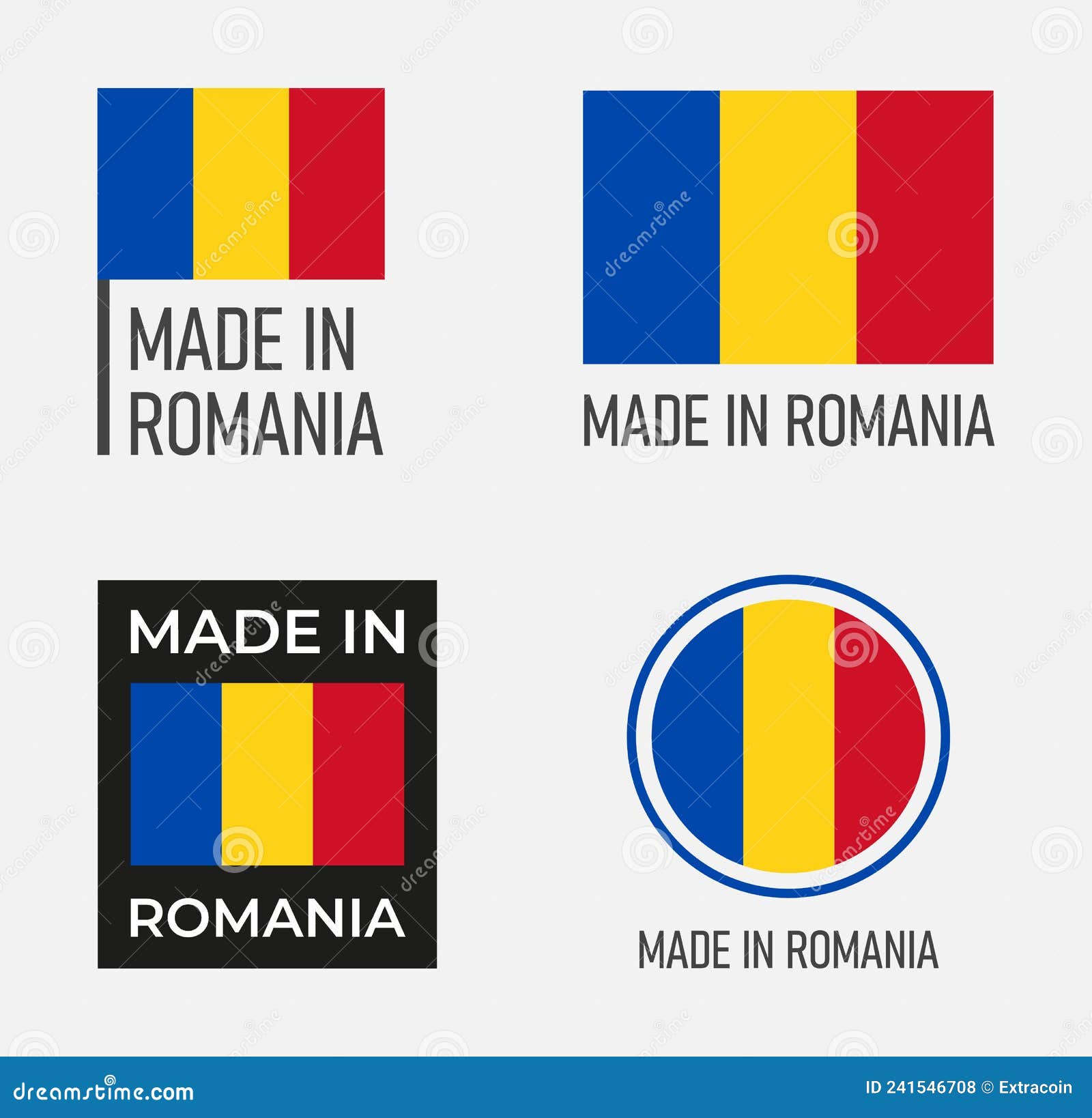 Made in Romania Labels Set, Product Emblem of Romania Stock Vector ...